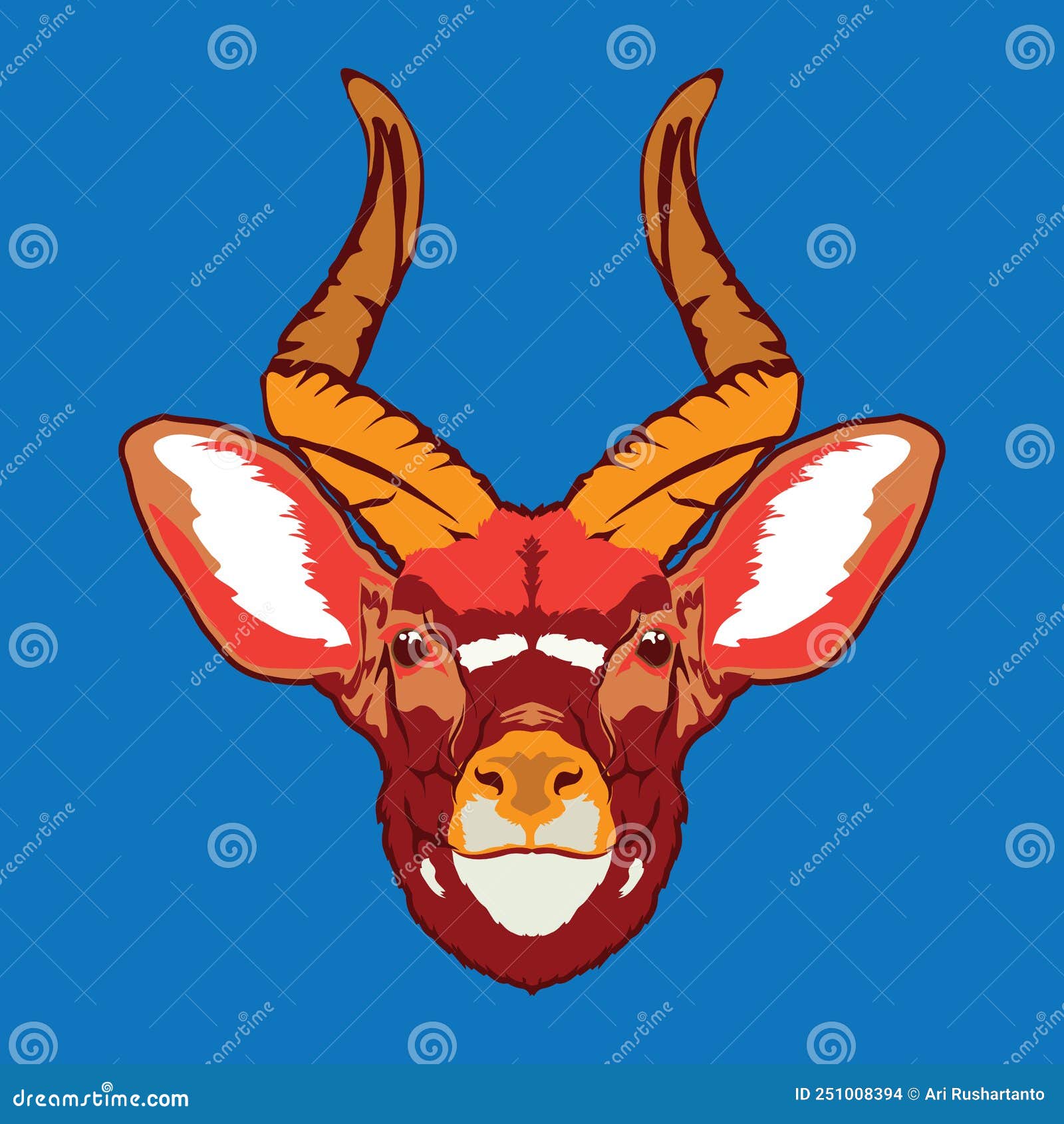 Nyala Face Vector Illustration in Hand Drawn Style Design Stock Vector ...