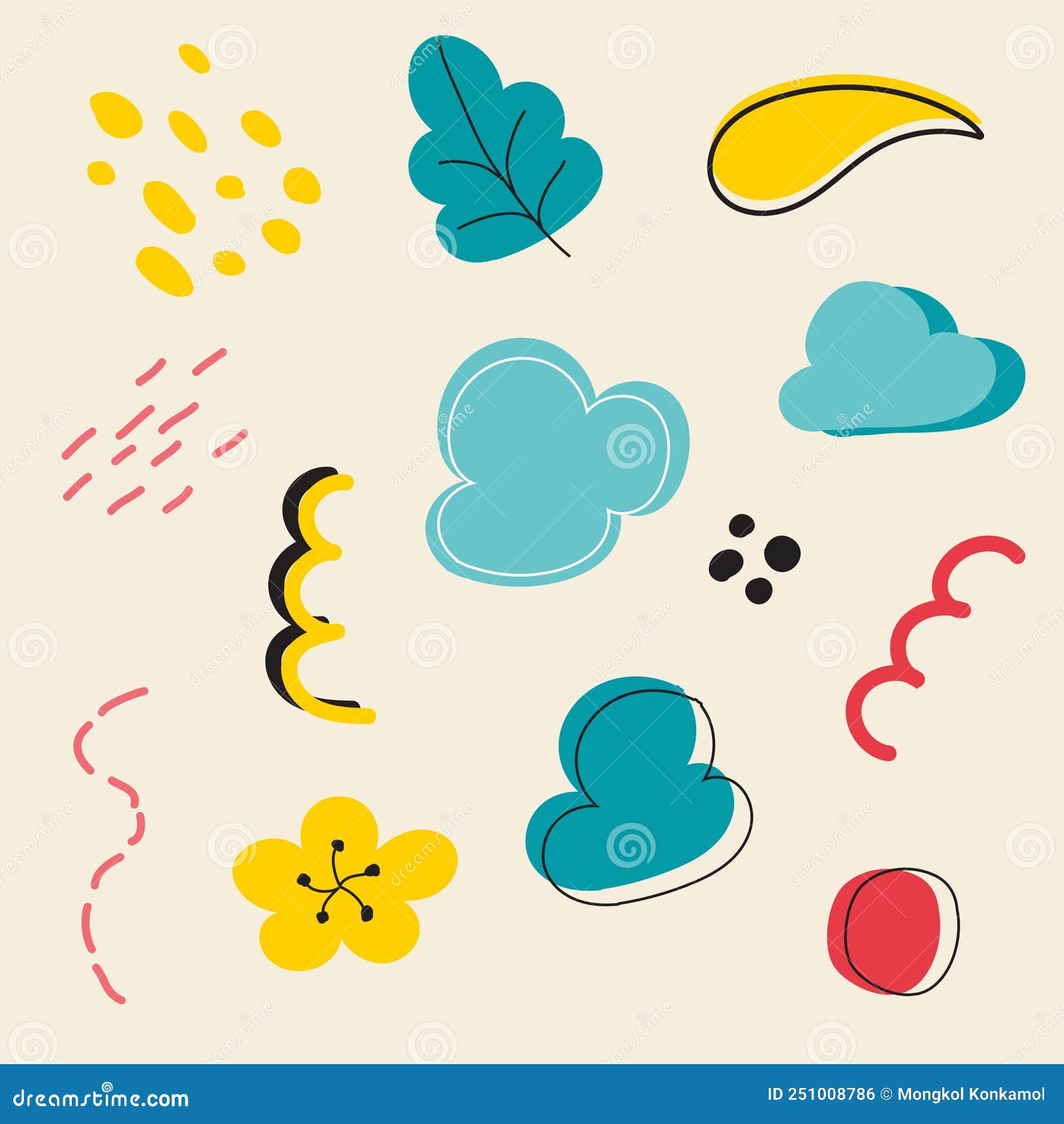 Abstract Doodle Shapes Hand Drawn Illustration Stock Vector ...