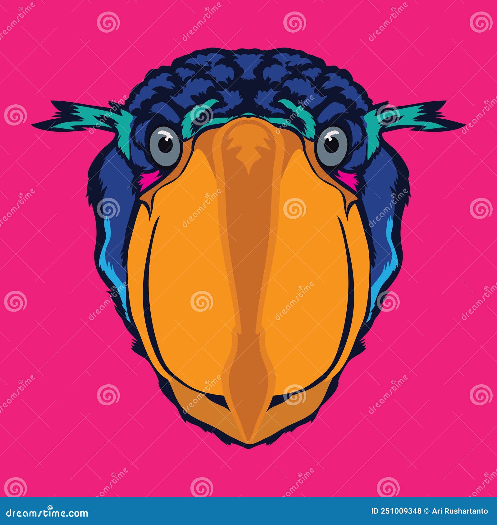 Shoe Bill Bird Face Vector Illustration in Cute Cartoon Style Design ...