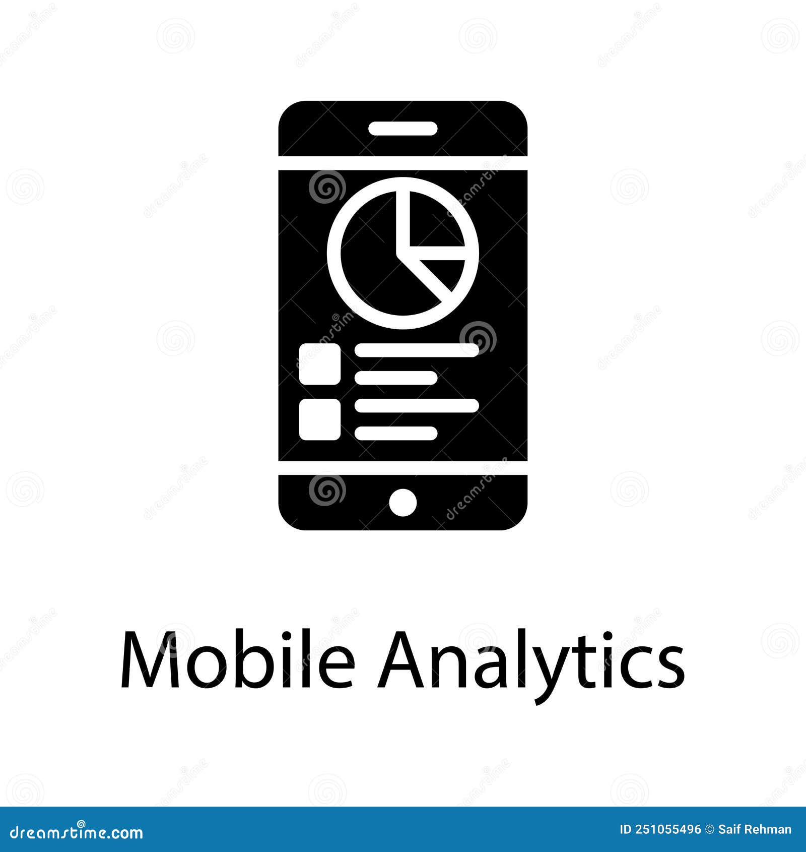 Mobile Analytics Solid Outline Icon Design Illustration Stock Vector ...