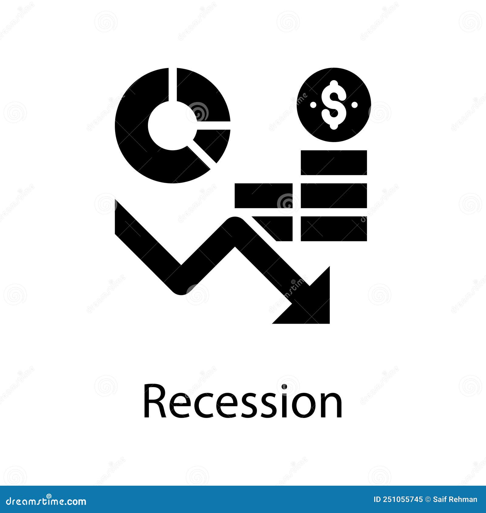 Recession Vector Solid Icon Design Illustration. Stock Vector ...