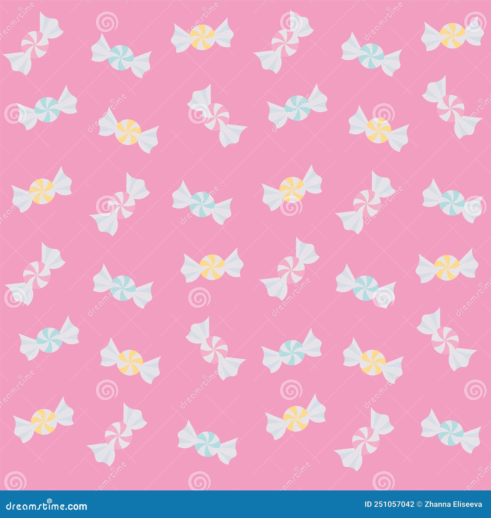Seamless Pattern with Candies on a Pink Background Stock Vector ...