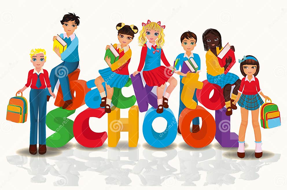 Back To School. Friends Classmates Stock Vector - Illustration of back ...