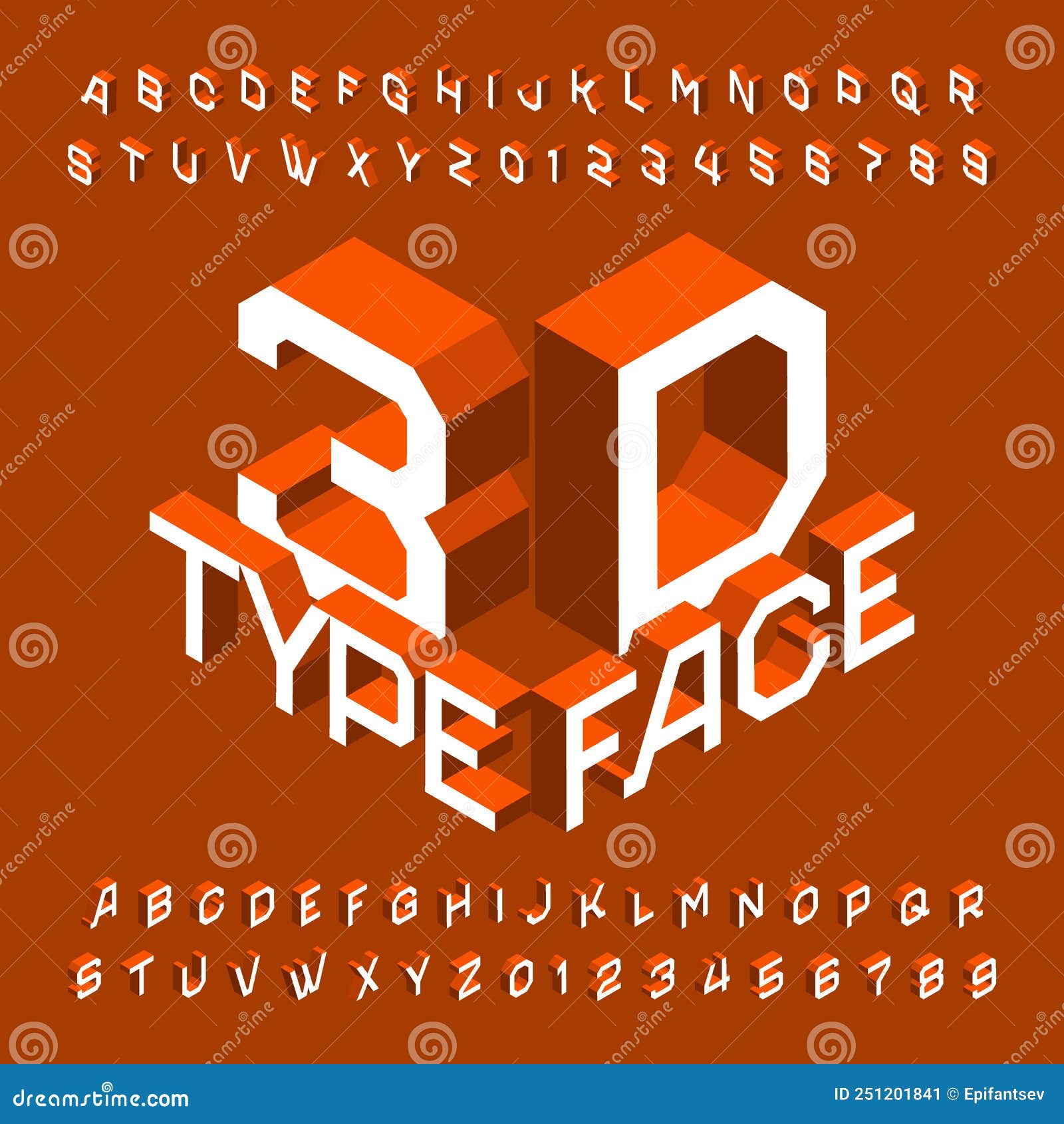 3D Alphabet Font. 3d Isometric Letters, Numbers and Symbols Stock ...