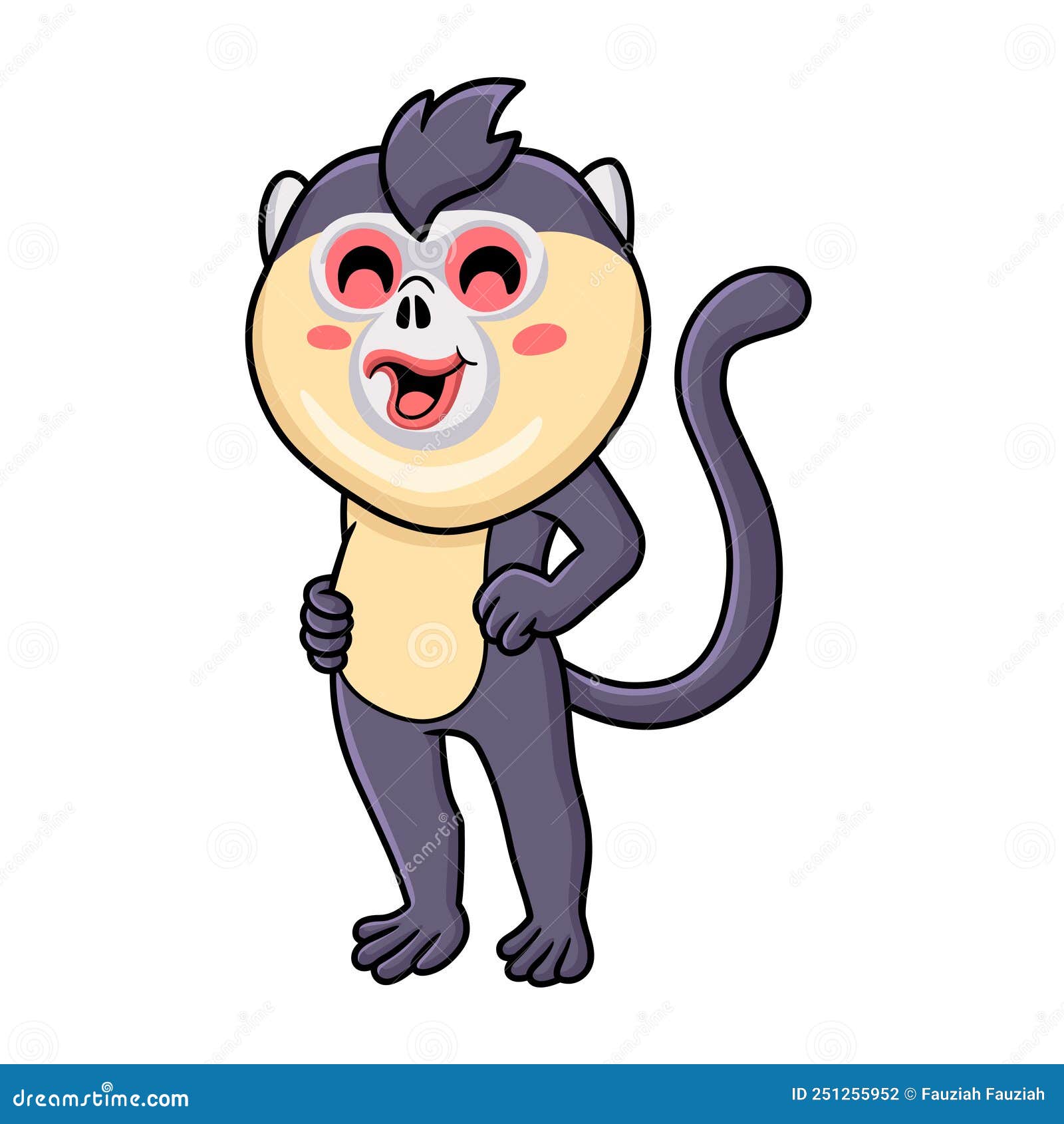 Cute Little Snub Nosed Monkey Cartoon Standing Stock Vector ...