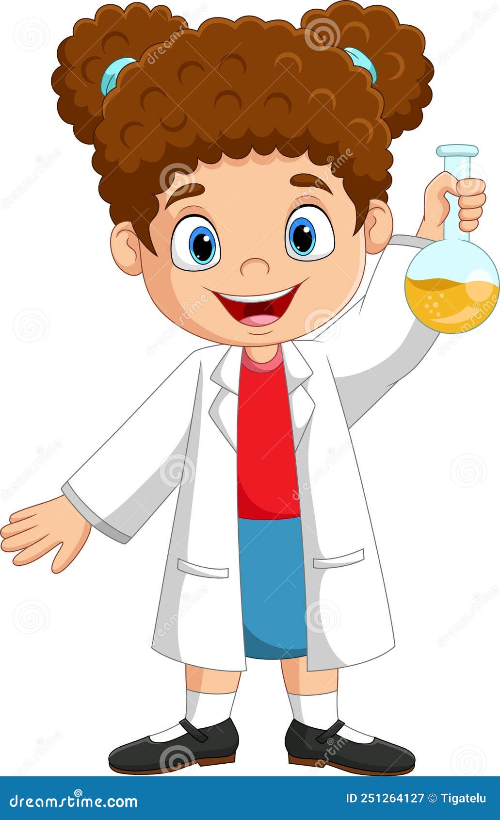 Girl Scientist Researching With Microscope Vector | CartoonDealer.com ...