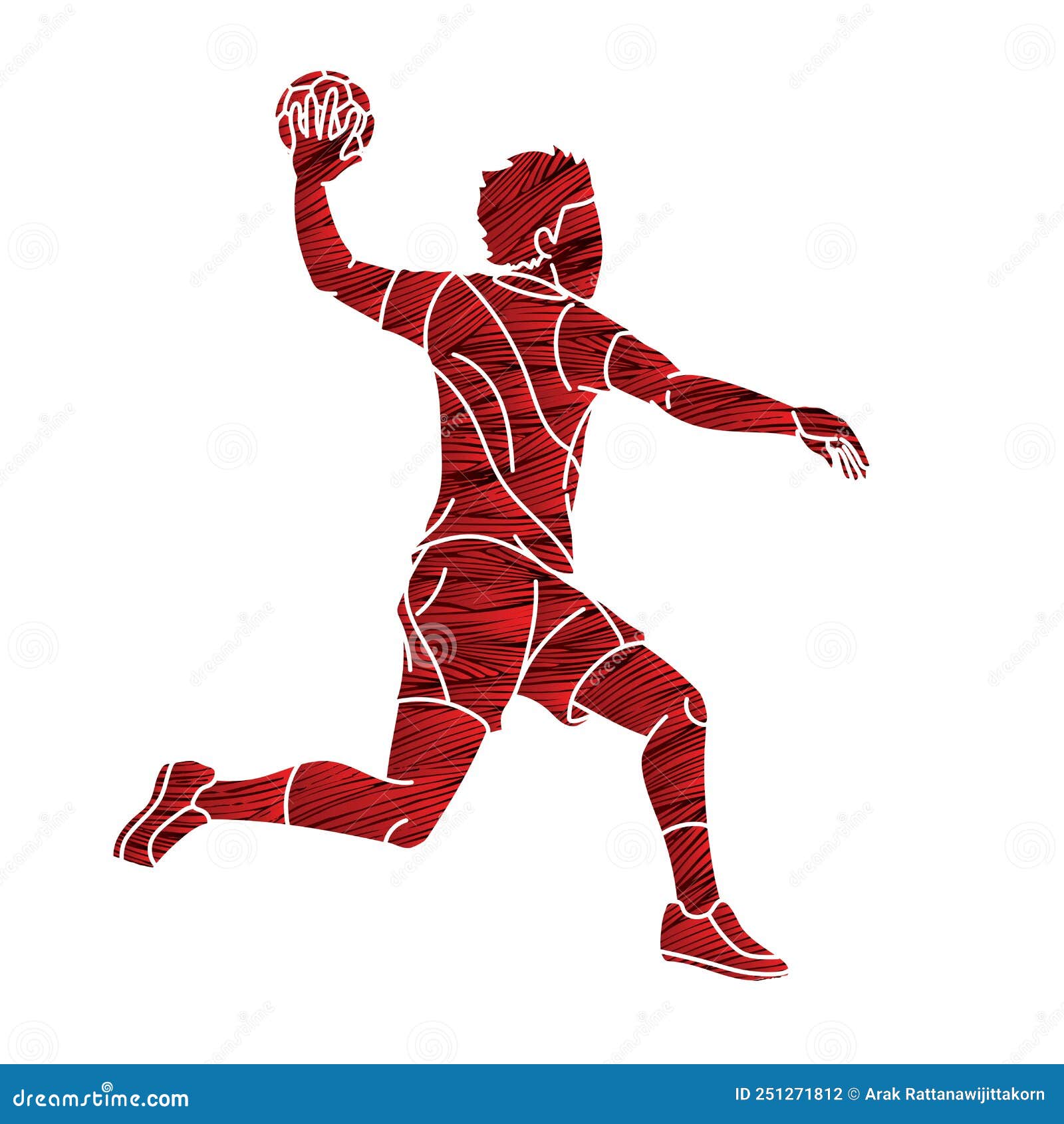 Graffiti Handball Sport Male Player Action Cartoon Graphic Vector Stock ...