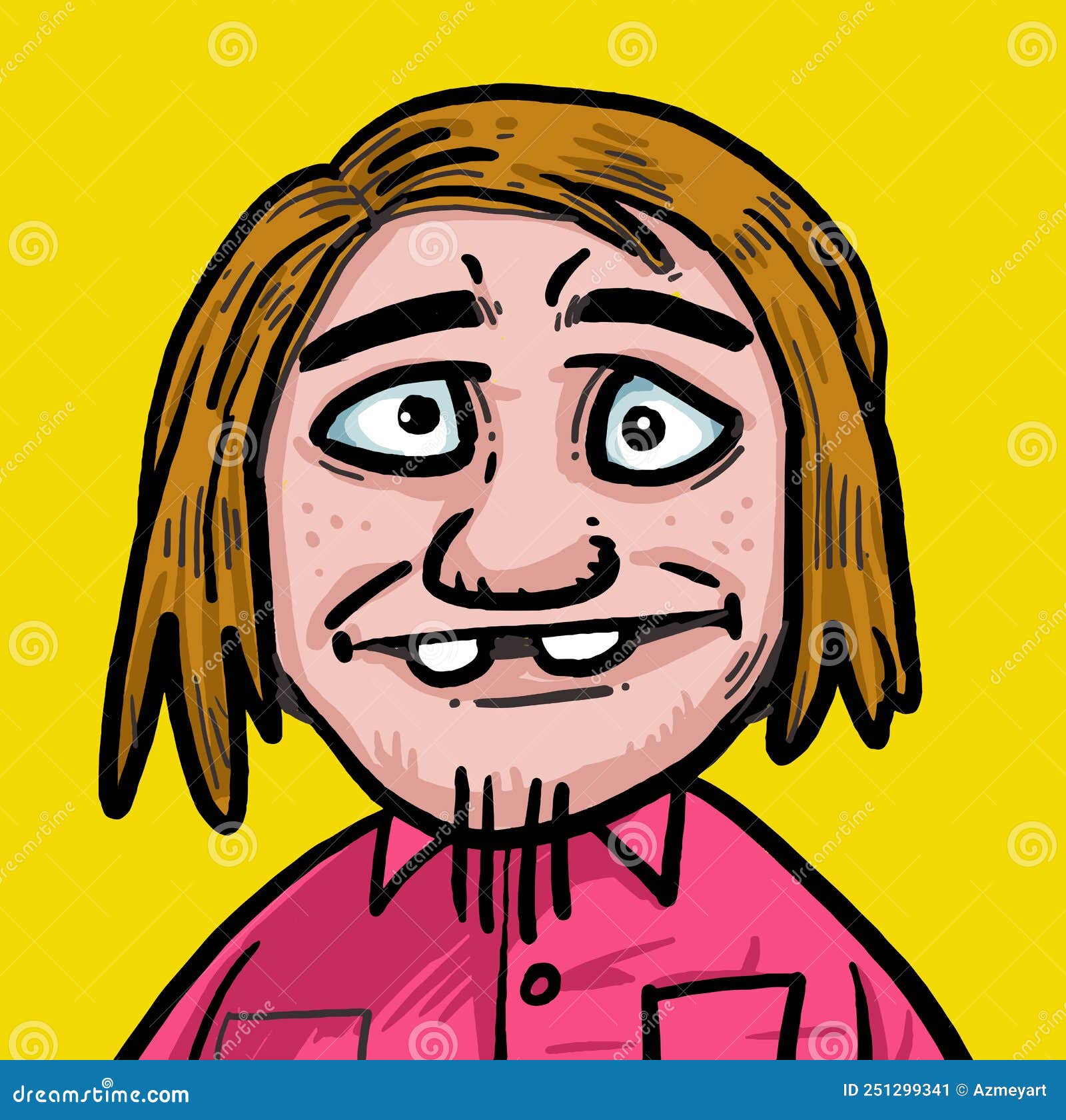 A Cartoon of a Funny Man Smiling Weirdly Face. Stock Vector ...