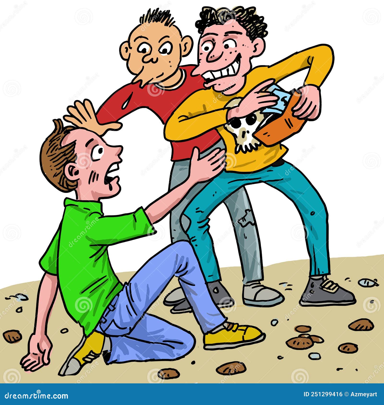 Cartoon A Kid Gets Bullied By The Bad Gang! Vector Illustration ...