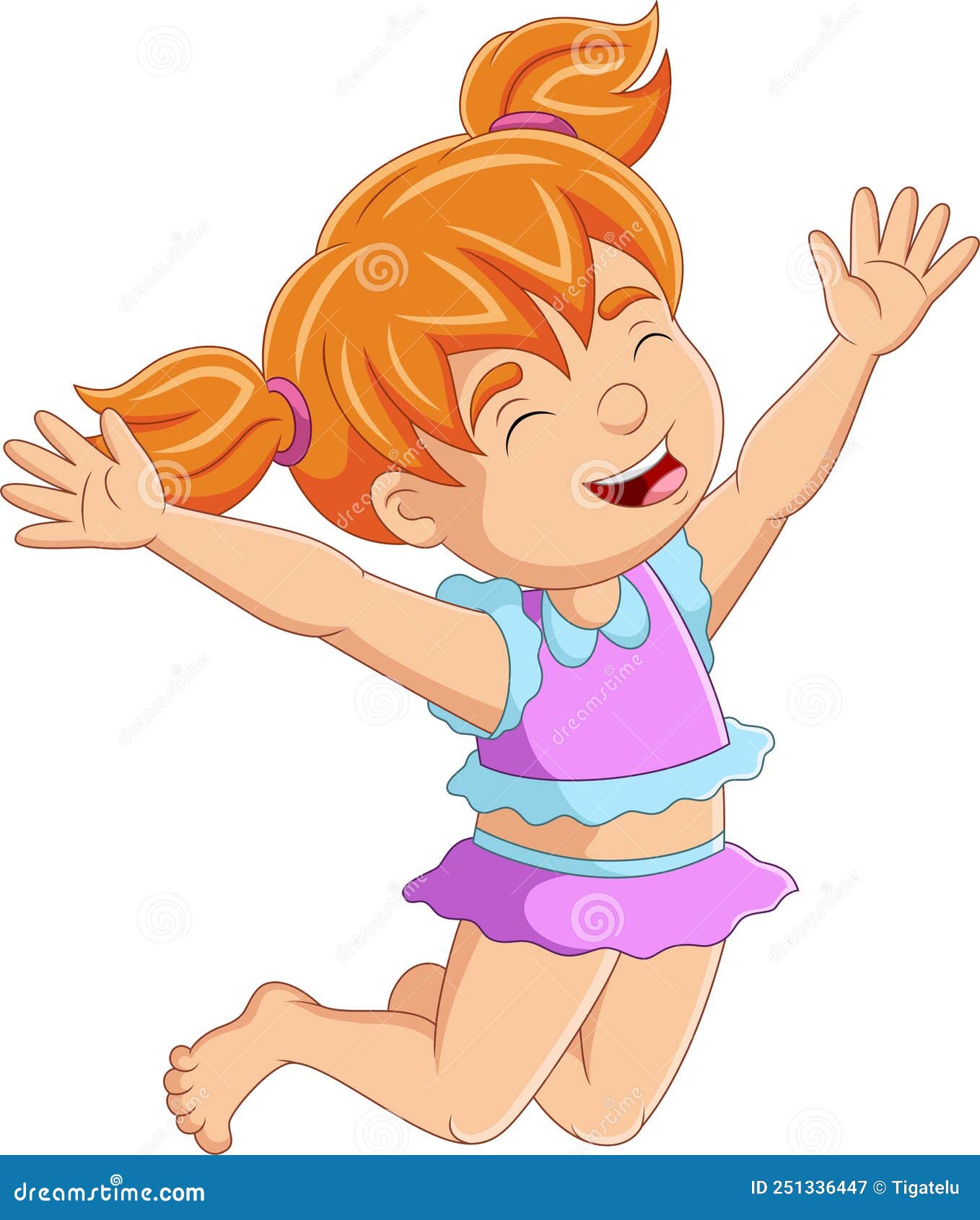 Cute Little Girl Cartoon Jumping Stock Vector - Illustration of ...