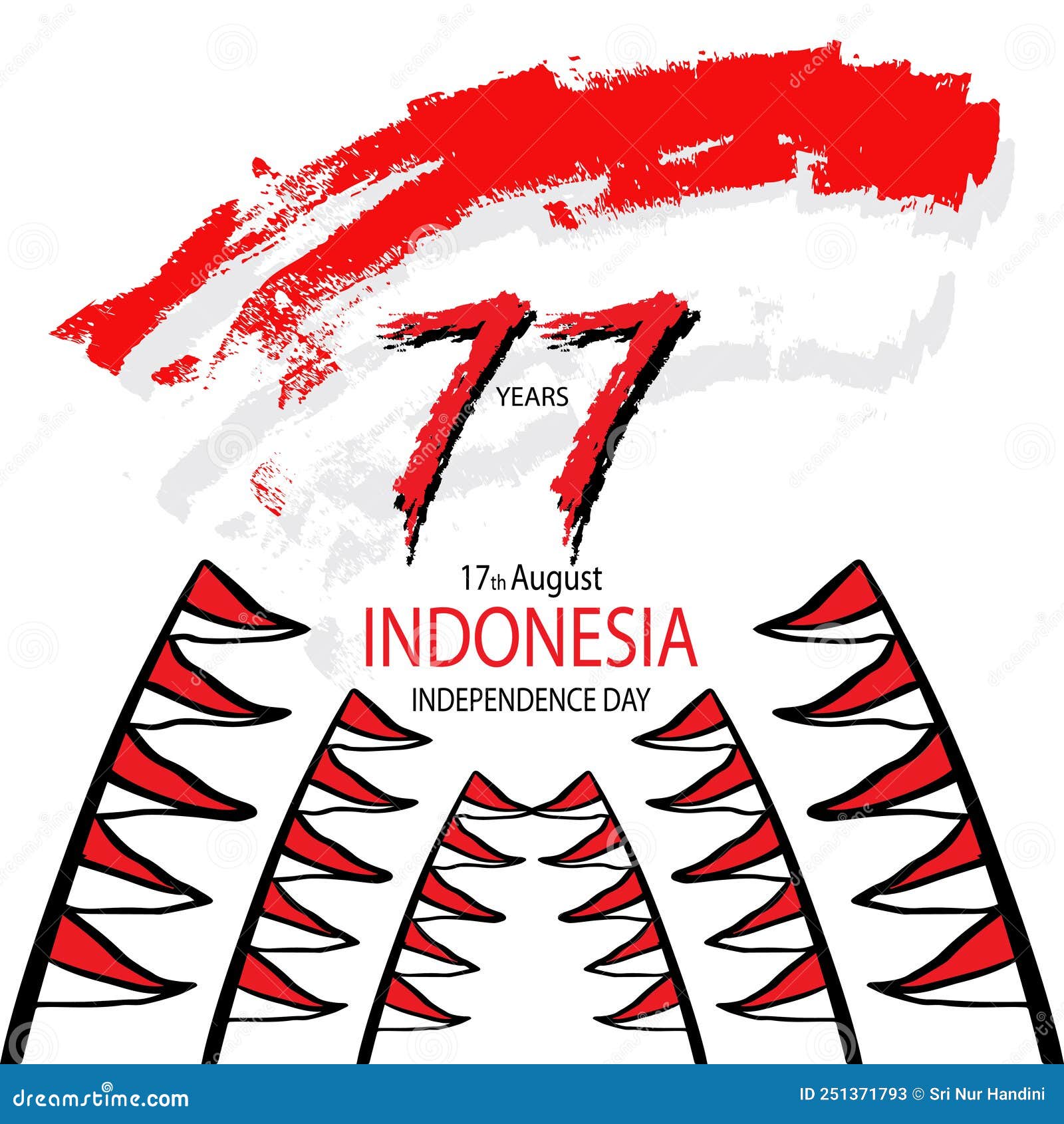77 Years Indonesia Independence Day. August 17 Stock Illustration ...