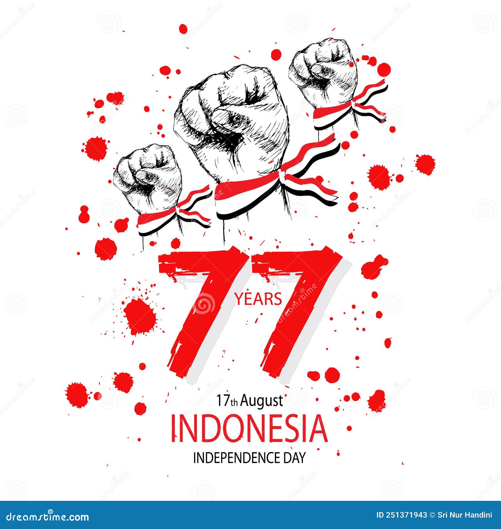 77 Years Indonesia Independence Day. August 17 Stock Illustration ...