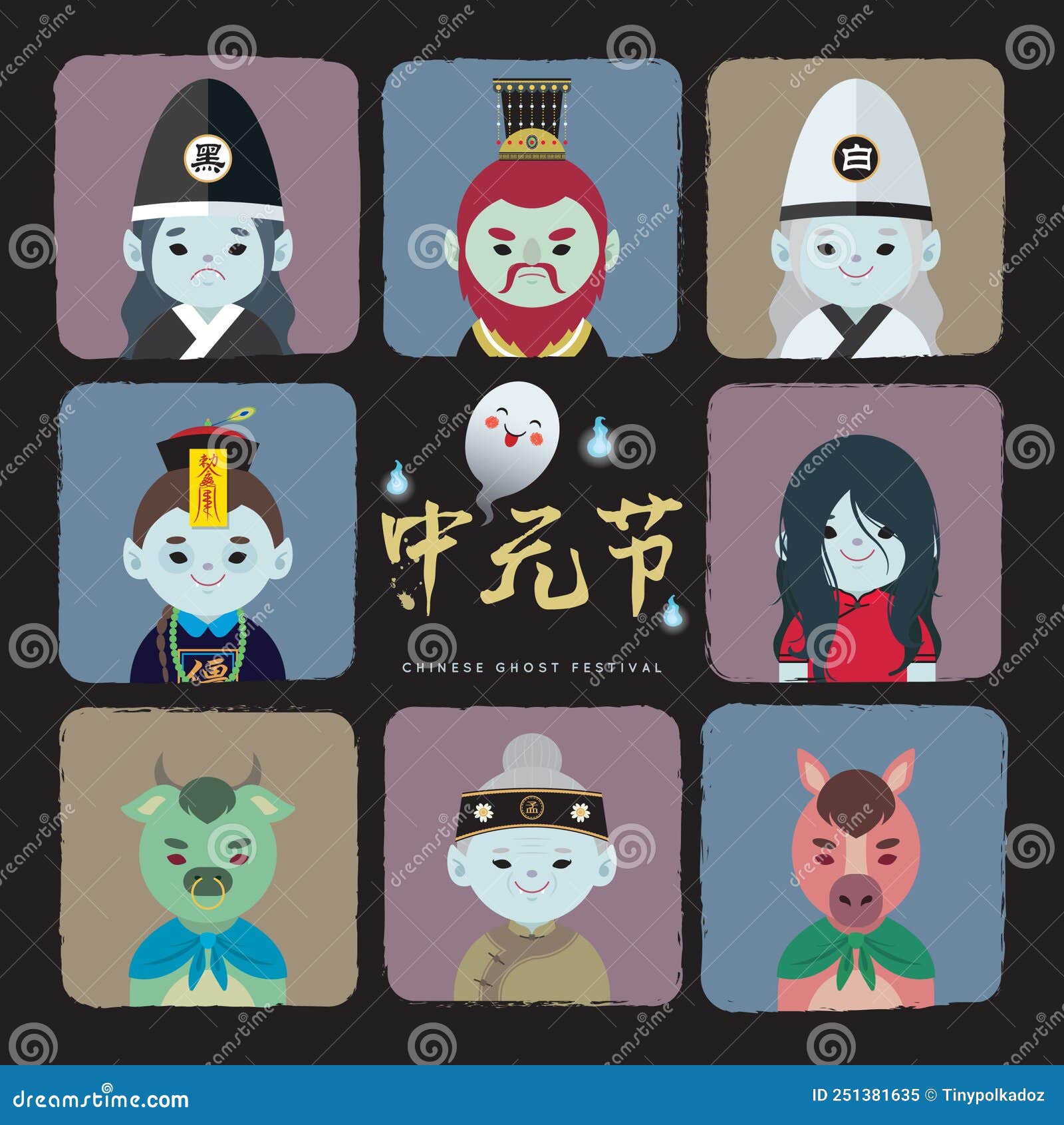 Cartoon Chinese Ghost Characters Design | CartoonDealer.com #251381635