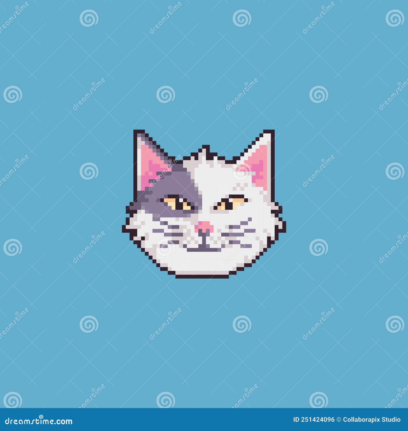 Cat Head Pixel Art Illustration Vector Art Stock Vector - Illustration ...