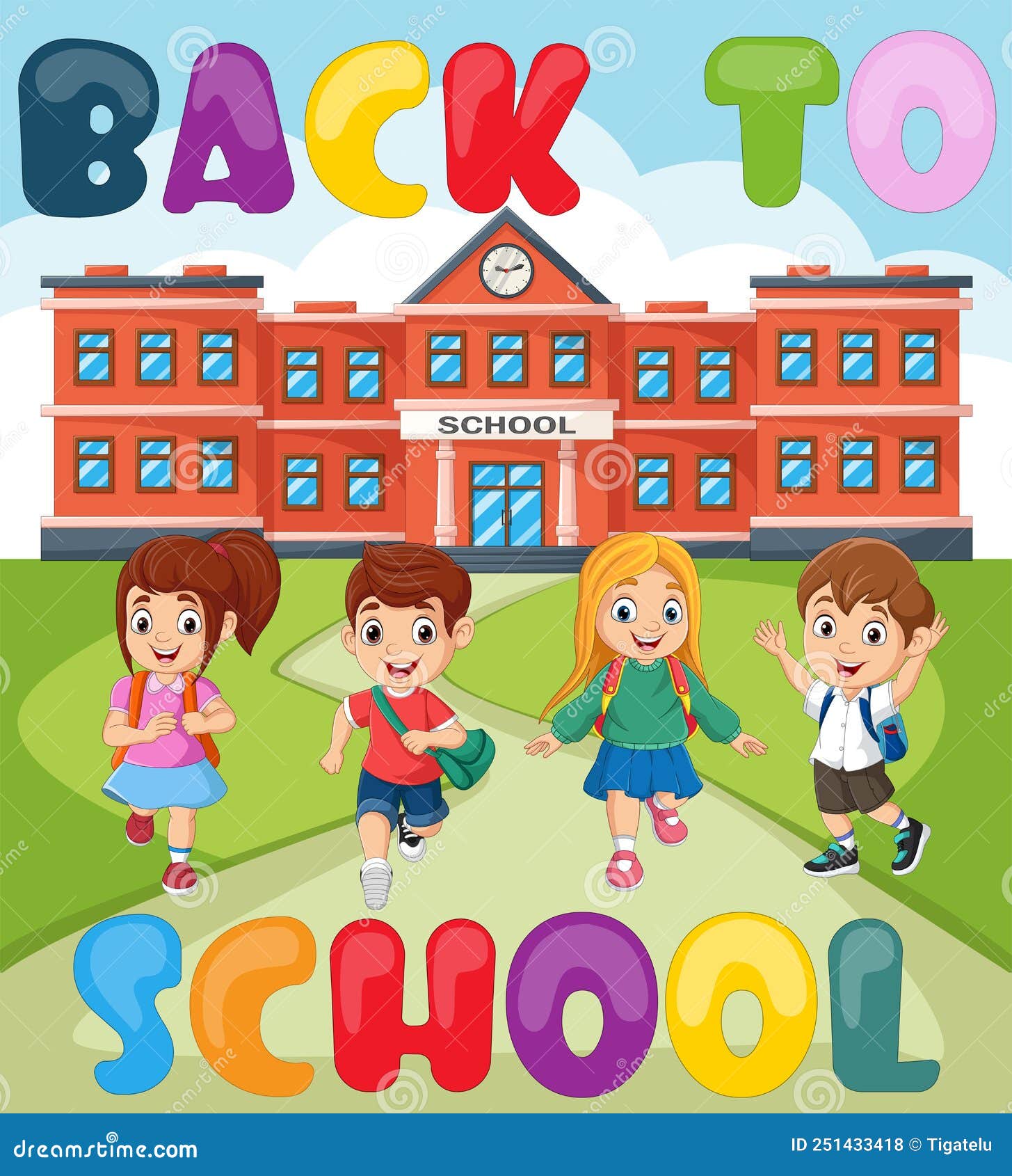 Printable Cartoon School Building