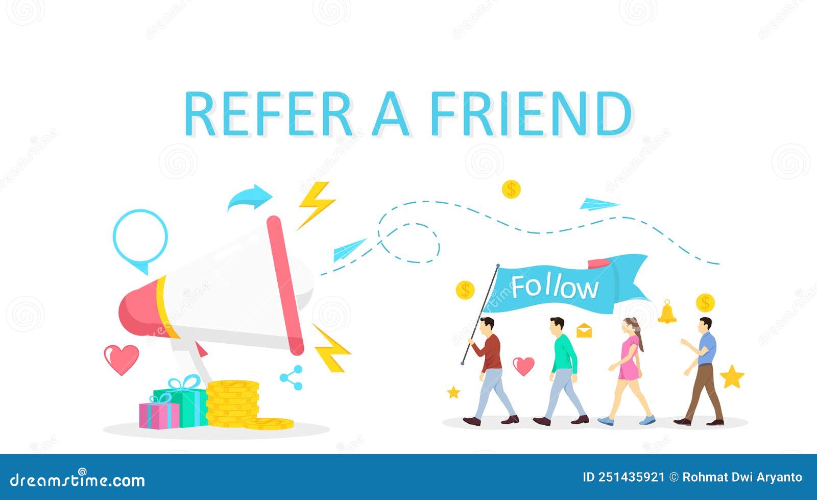 Illustration Refer a Friend Program Promotion with Flat Design ...