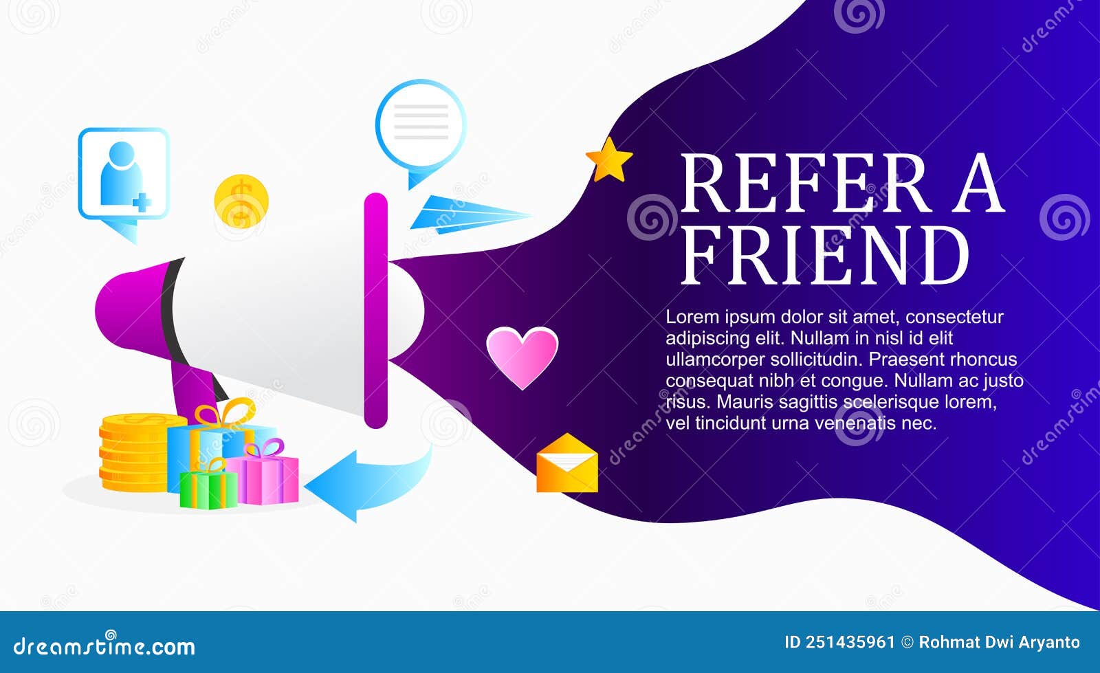 Refer a Friend Poster Promotion Design with Gradient Color Stock Vector ...