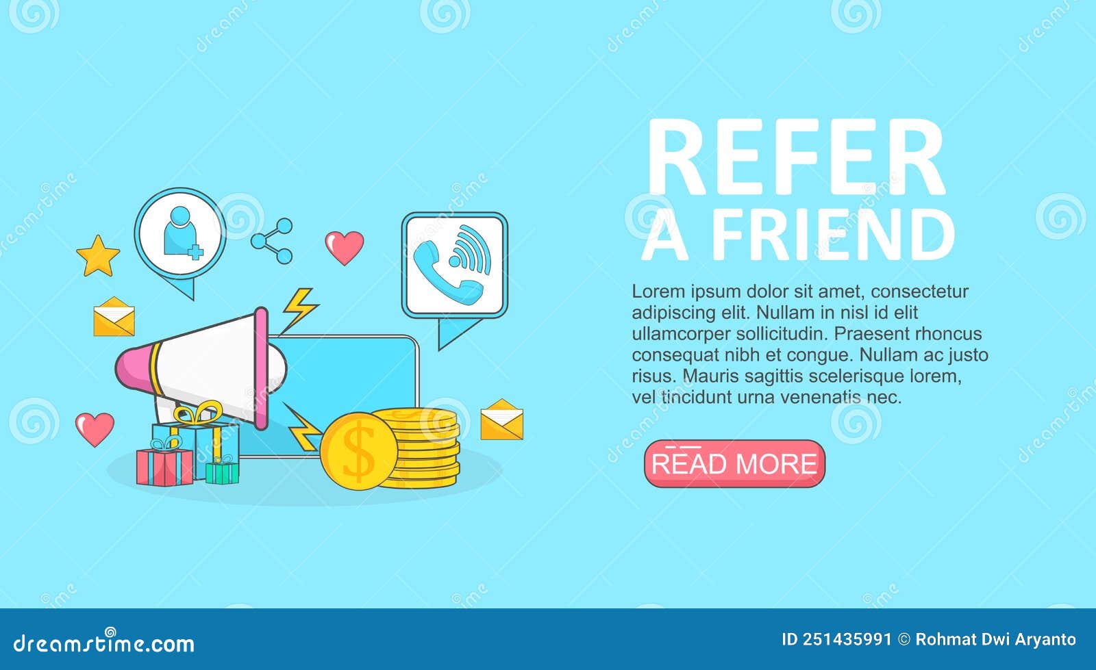 Phone with Social Media Icons Poster Illustration for Referral Program ...