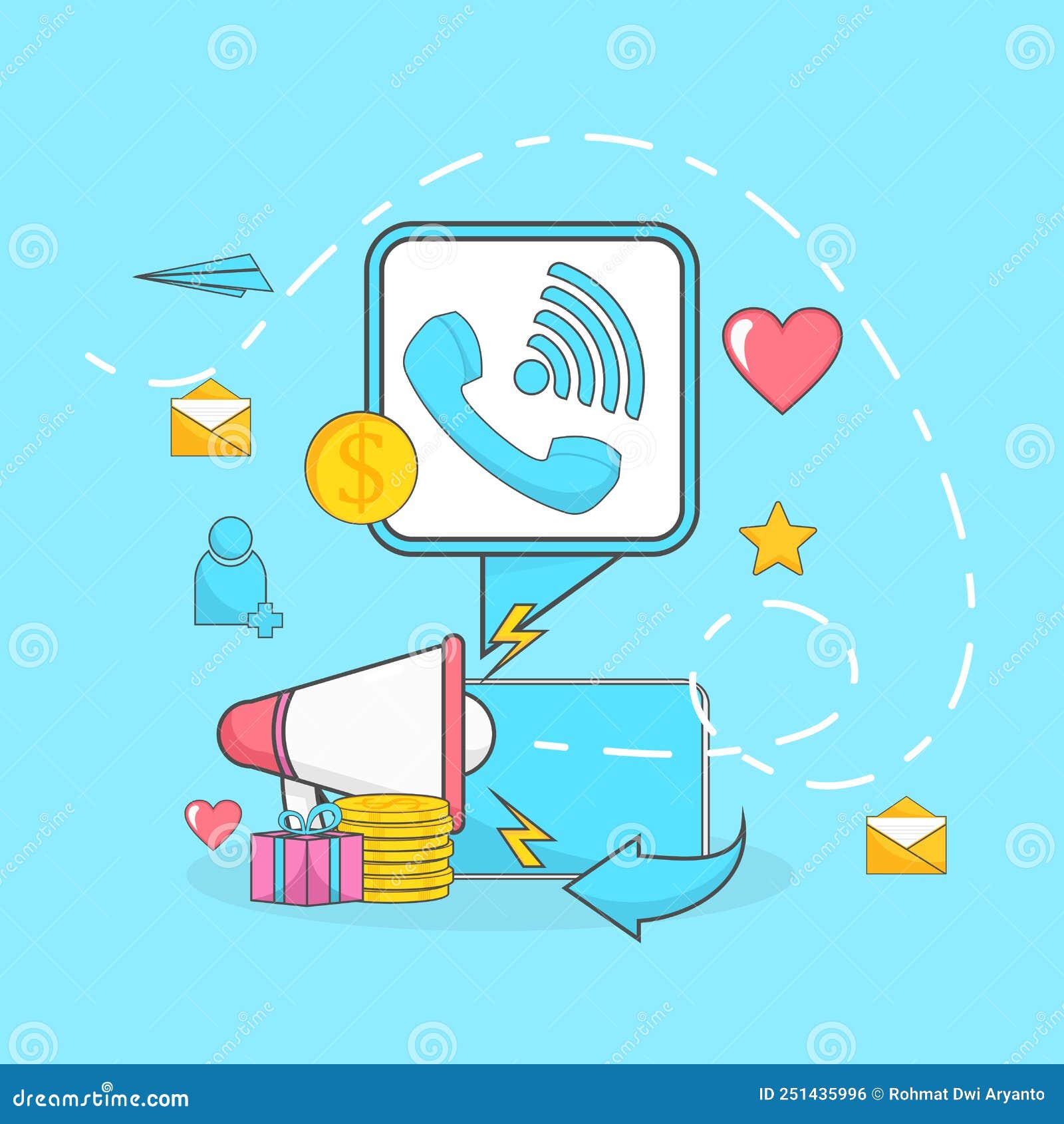 Referral Program Marketing Vector Illustration with Phone Stock Vector ...