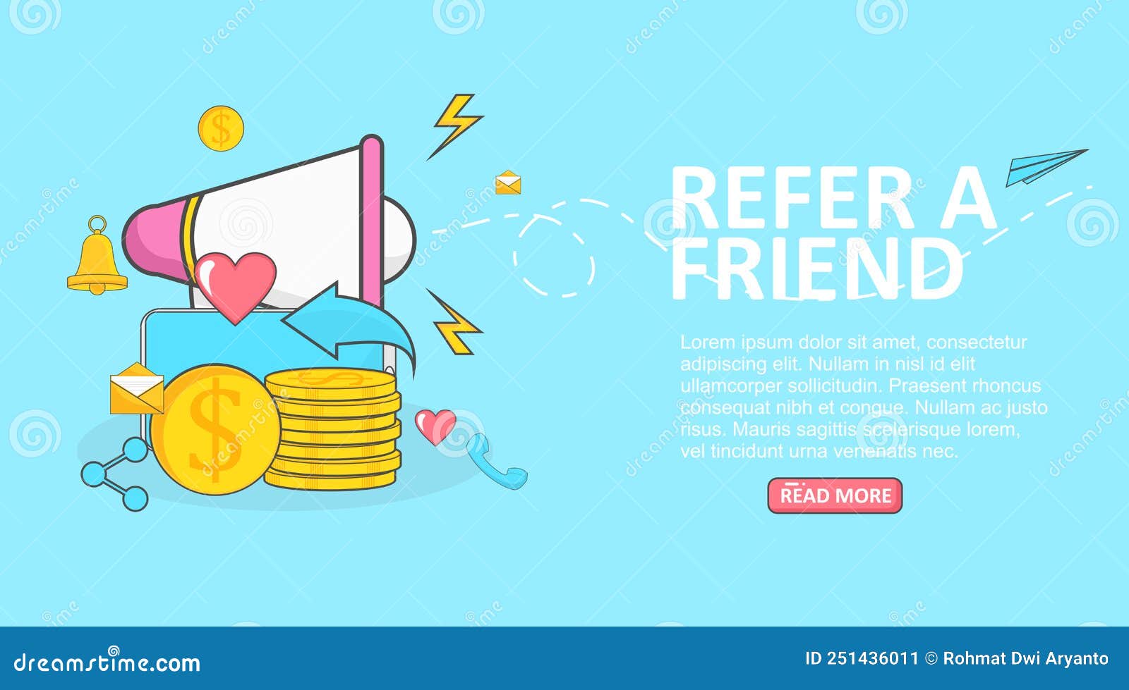 Flat Design Concept for Referral Program Banner Promotion Stock Vector ...