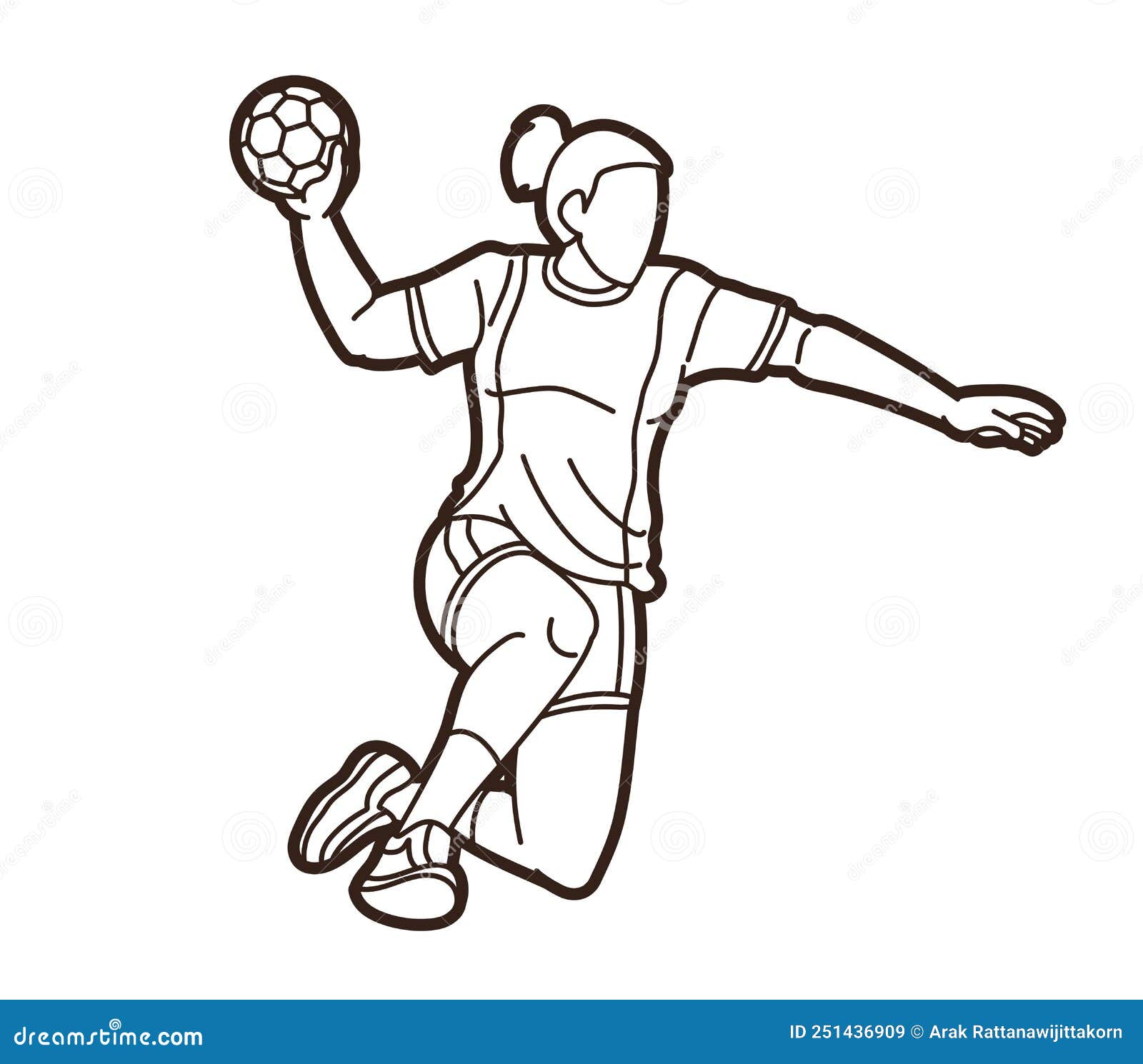 Handball Sport Female Player Action Graphic Vector Stock Vector ...