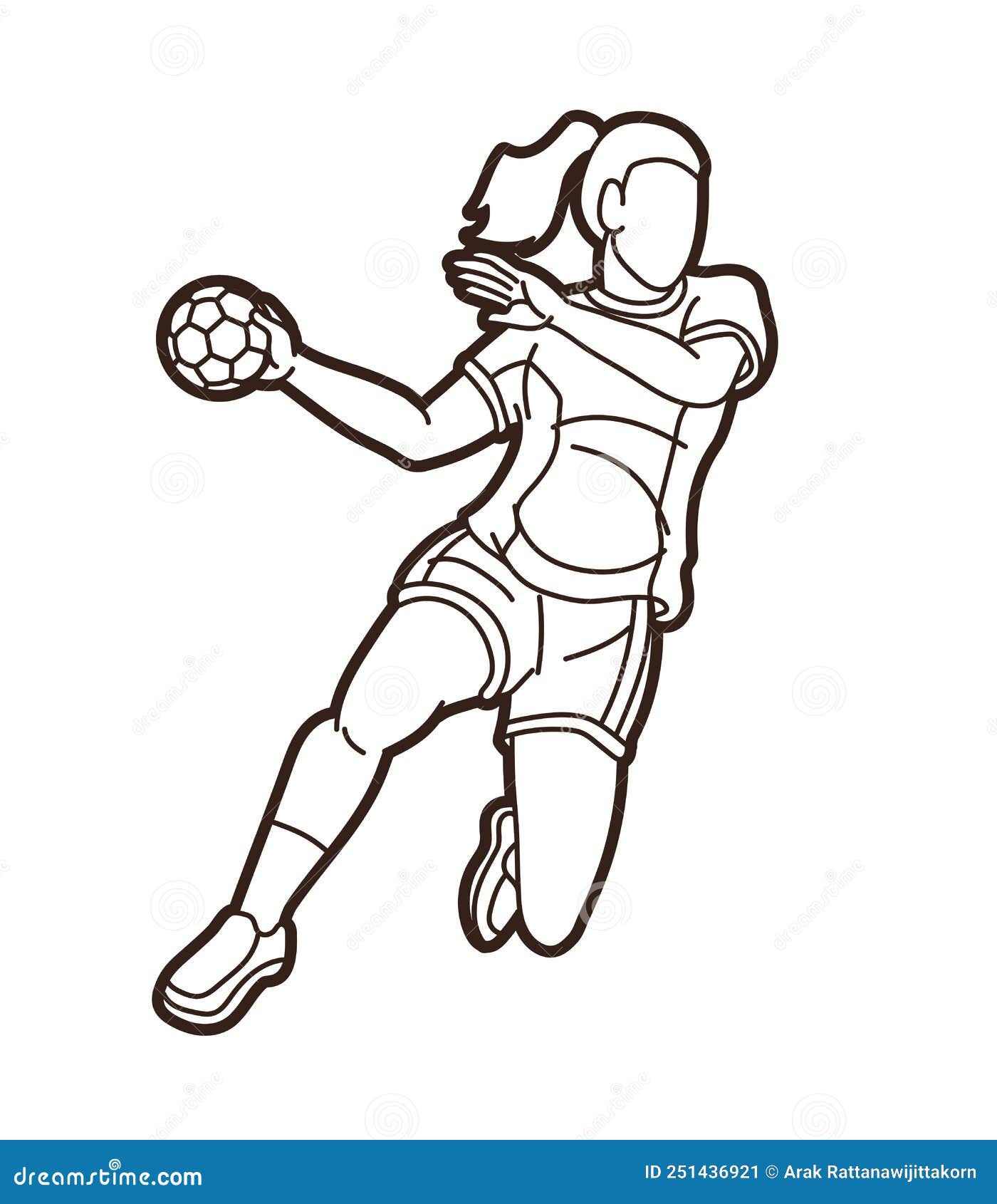 Handball Sport Female Player Action Graphic Vector Stock Vector ...