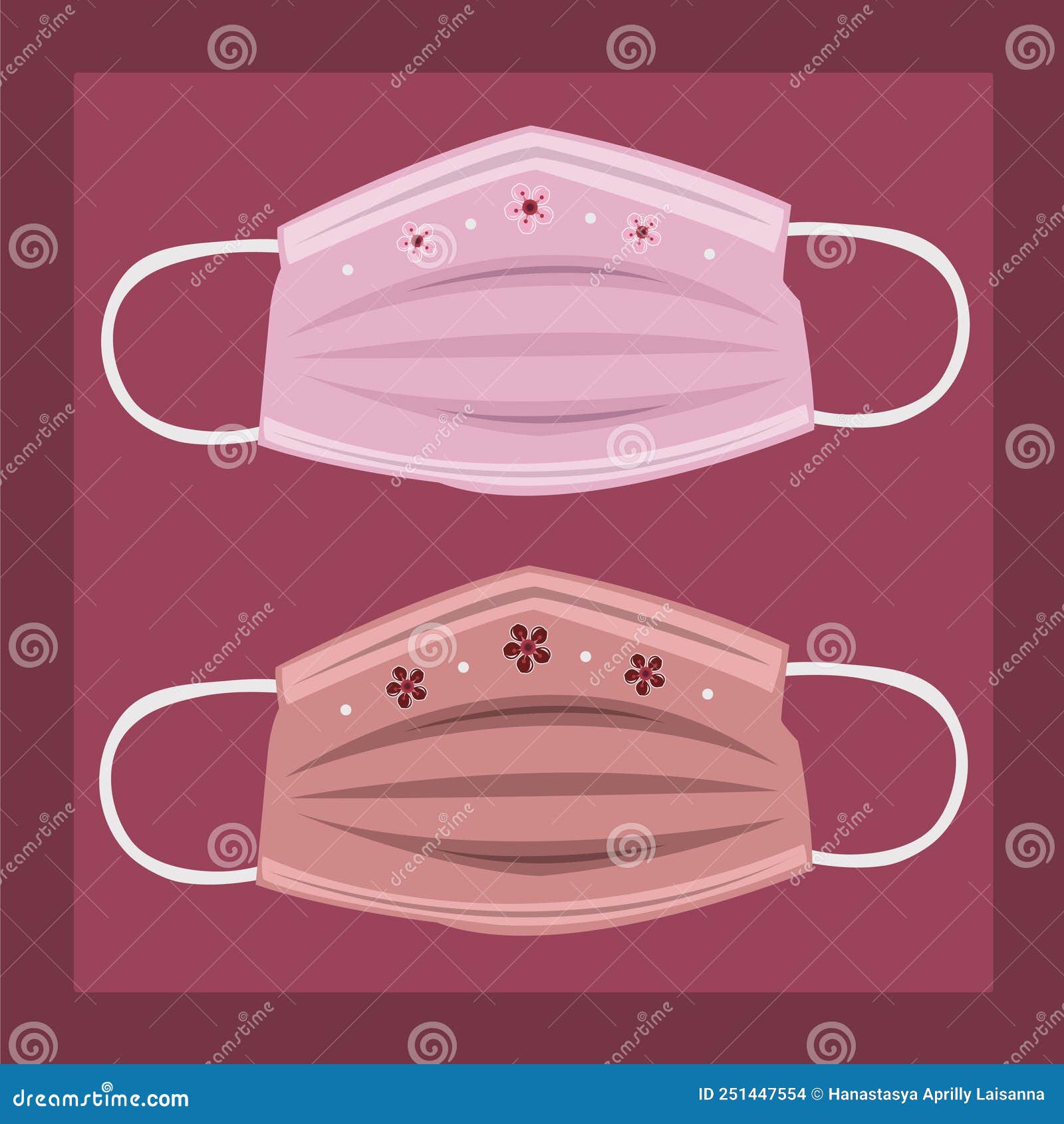 Red and Pink Flower Face Mask Stock Vector - Illustration of cartoon ...