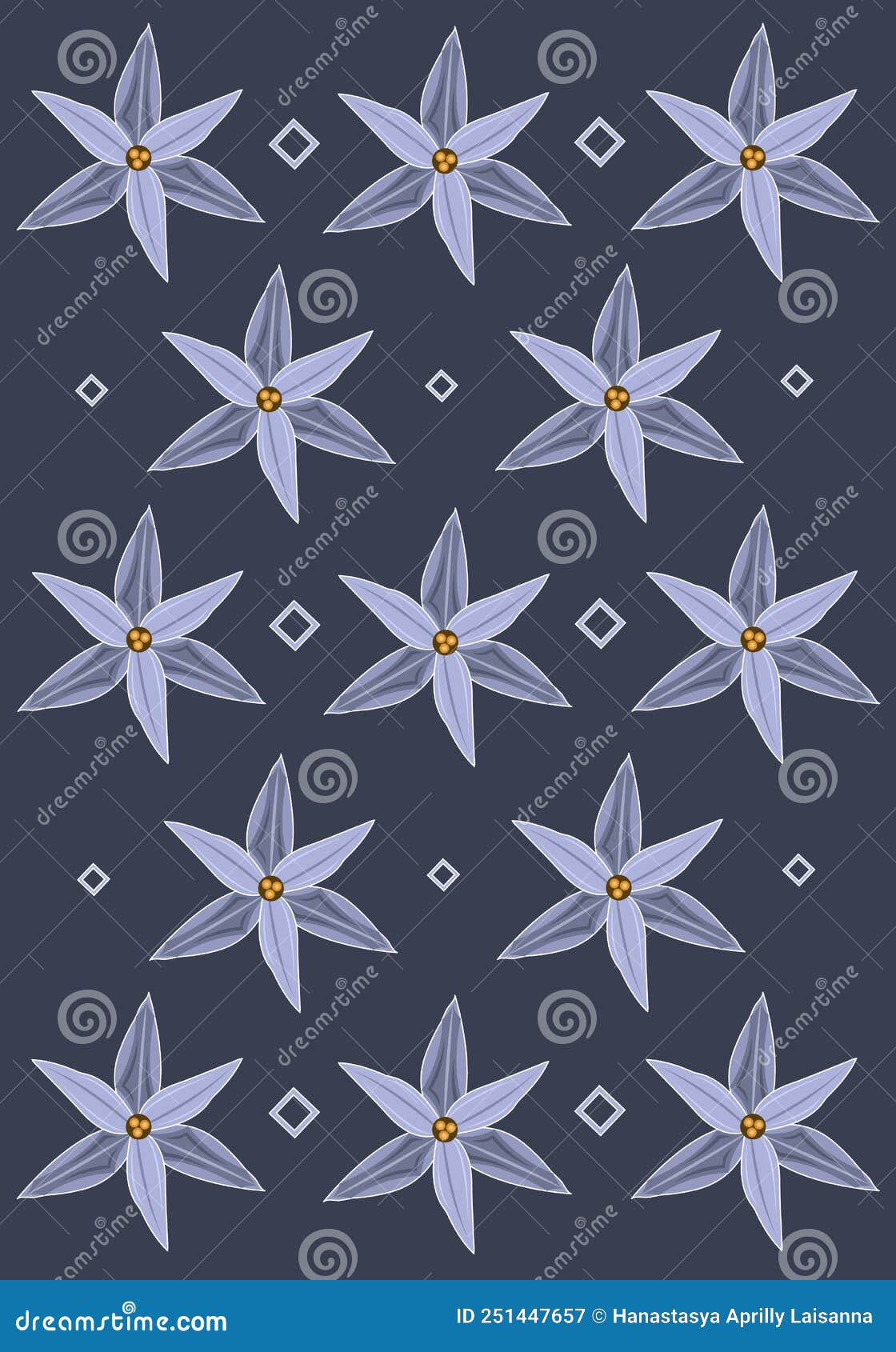 Blue Gorgeous Spring Star Flowers Wallpaper Stock Vector - Illustration ...