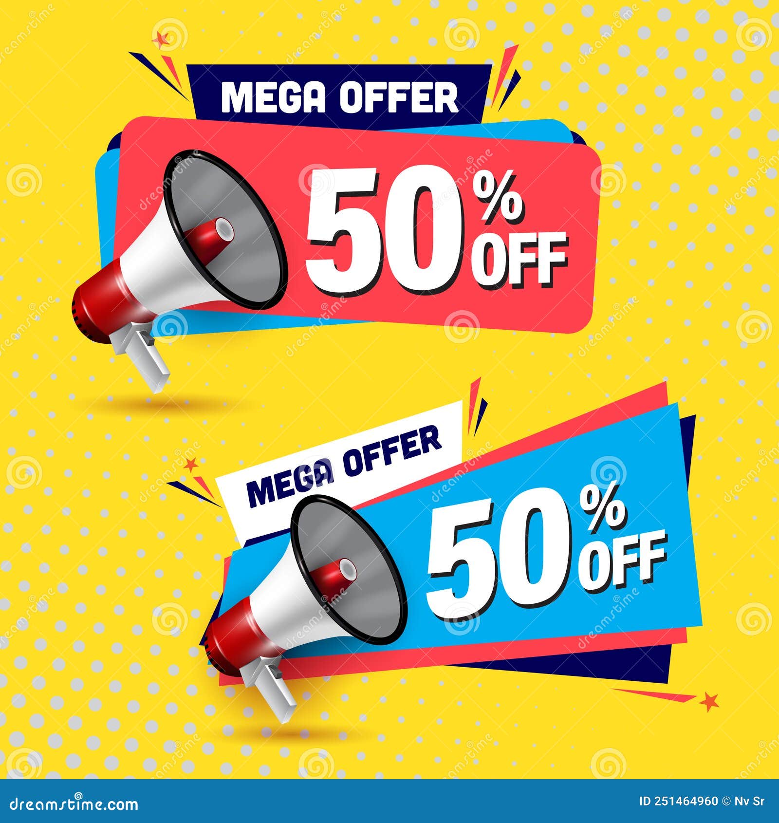 Mega Offer Discount Board Announcing Megaphone Stock Vector ...