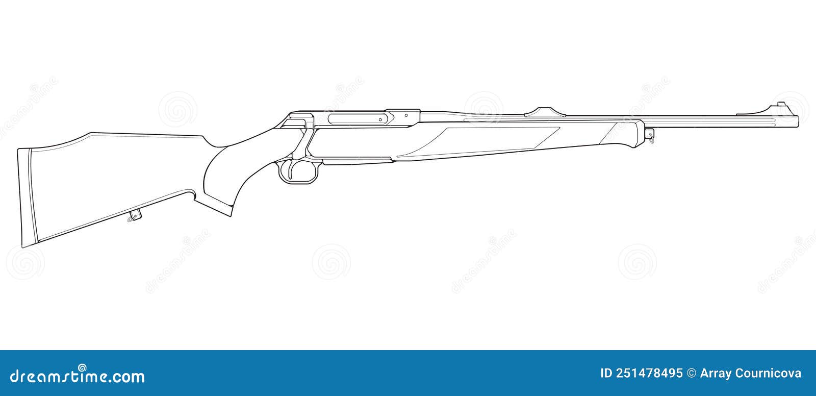 Firearms Line Art Style, Shooting Gun, Weapon Illustration, Vector Line ...