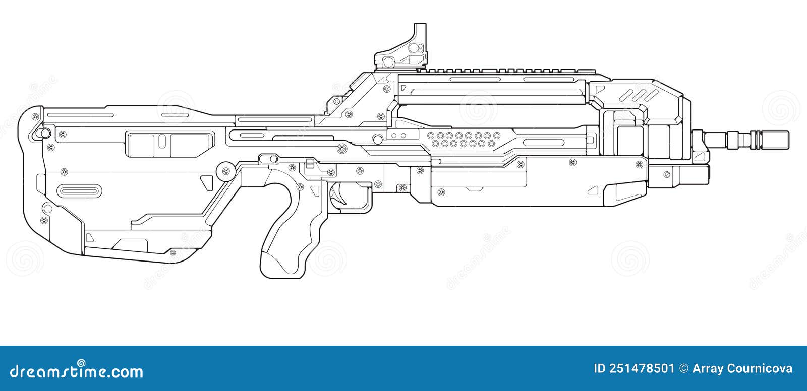 Firearms Line Art Style, Shooting Gun, Weapon Illustration, Vector Line ...