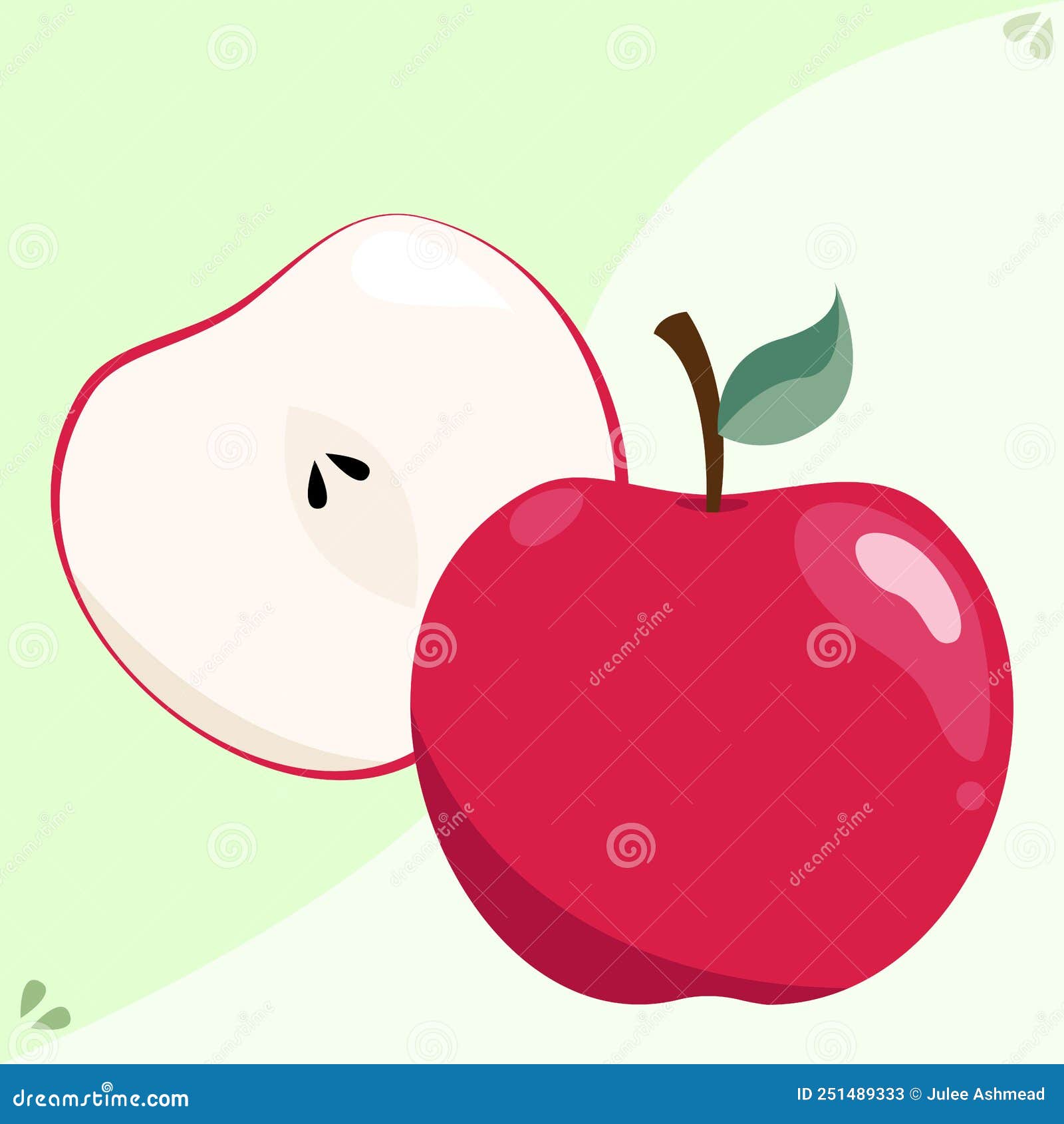 Cartoon Vector Illustration Background of a Sliced Red Apple Stock ...