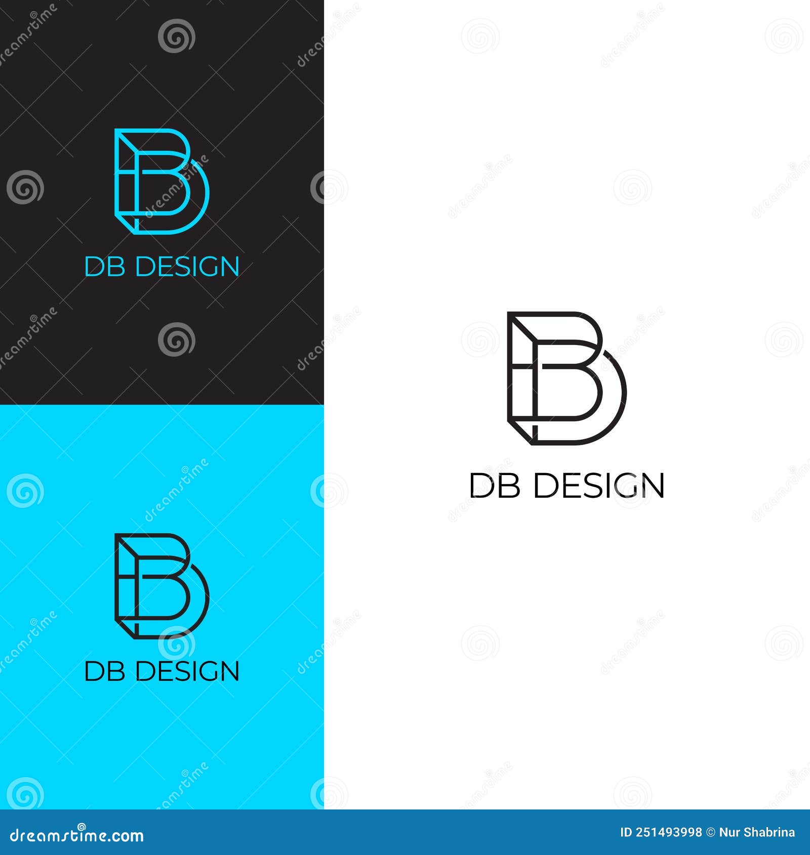 Elegant Modern Monogram DB Letter Logo 3D Effect Stock Vector ...
