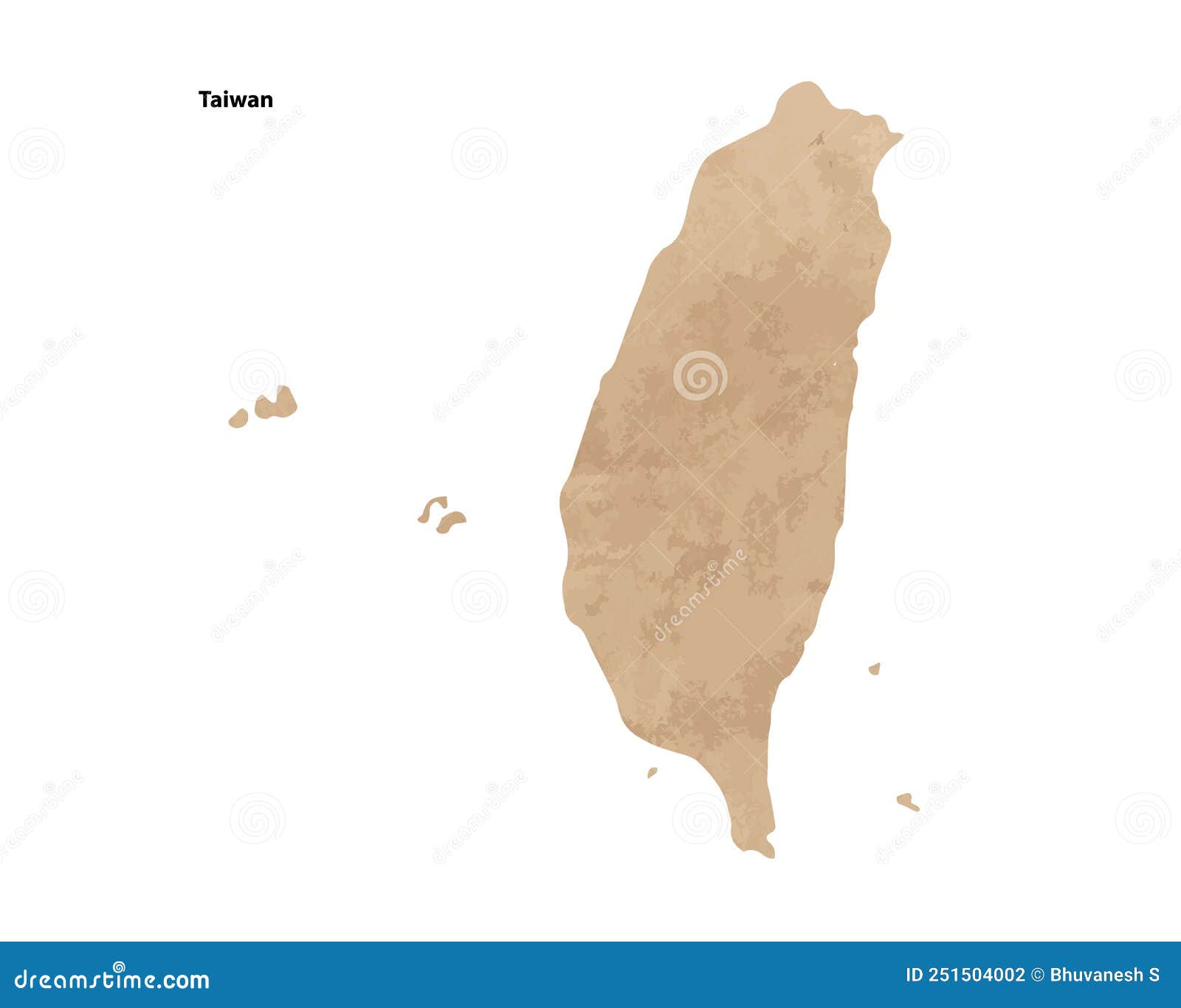 Old Vintage Paper Textured Map of Taiwan Country - Vector Stock Vector ...