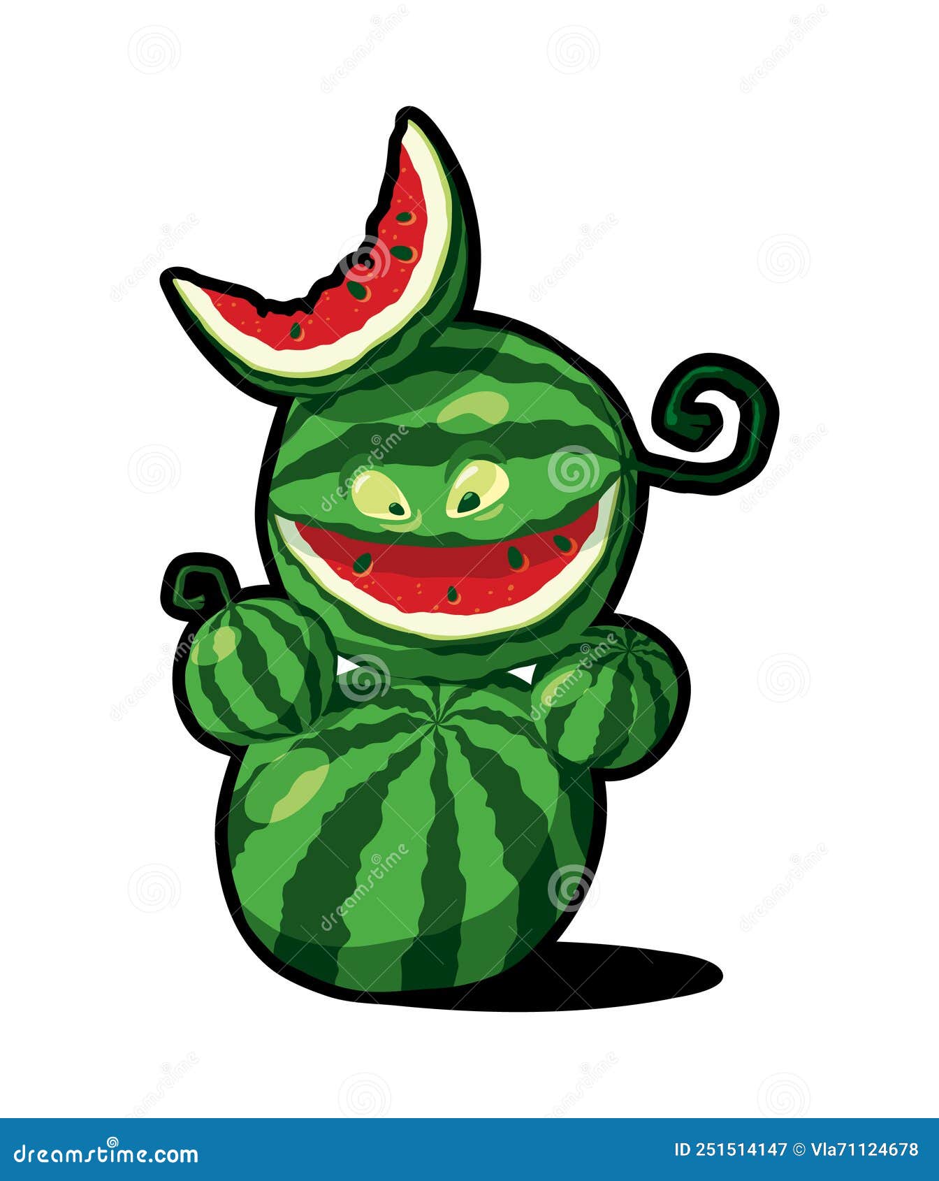 Monster With Watermelon, Vector Or Color Illustration | CartoonDealer ...
