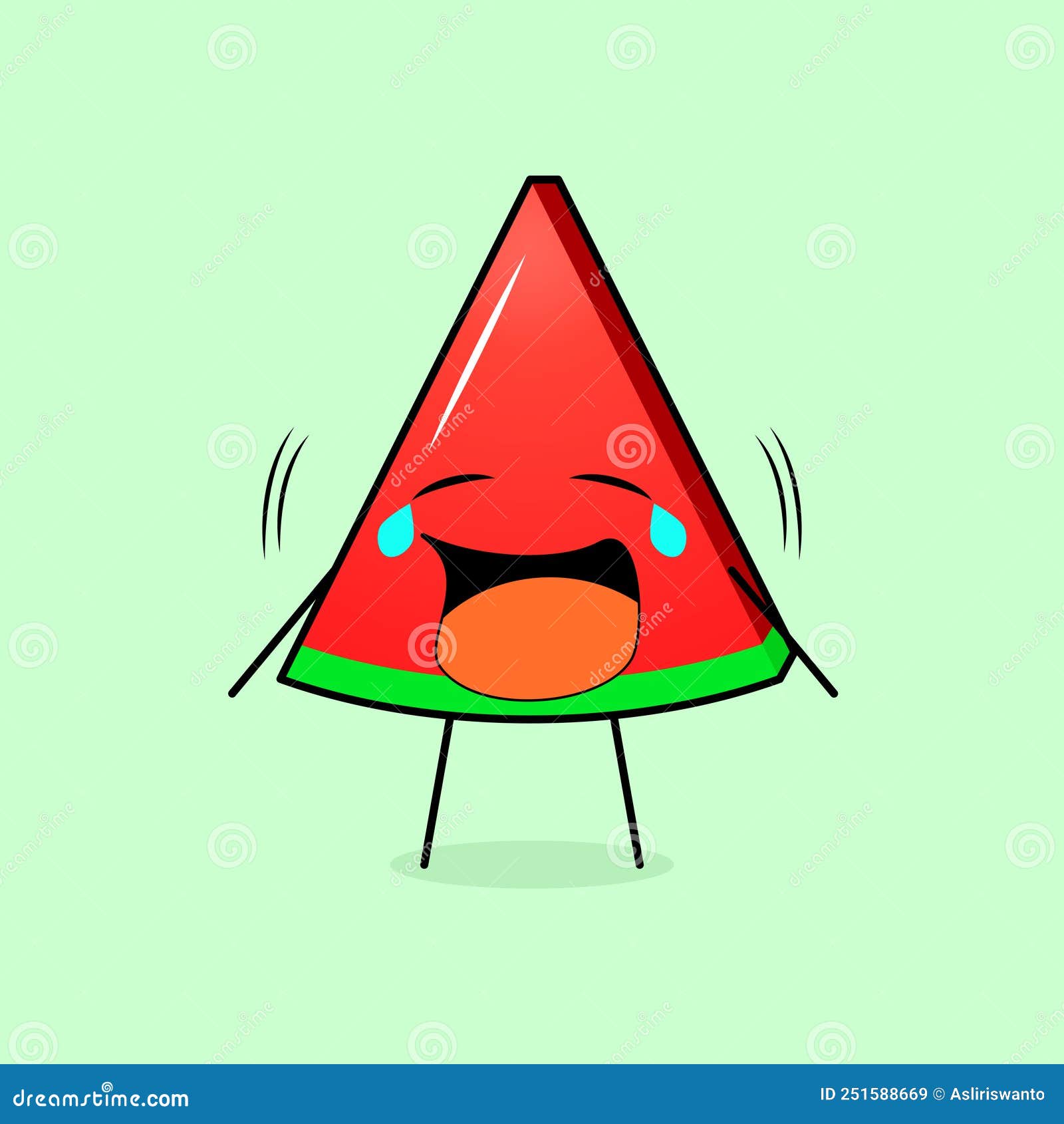 Cute Watermelon Slice Character with Crying Expression Stock Vector ...