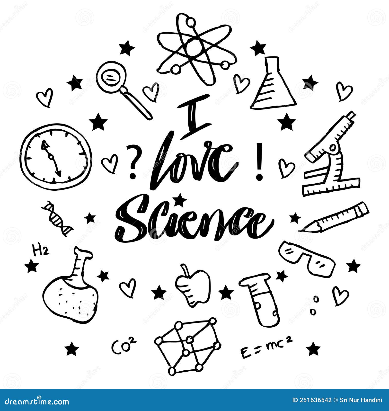 I Love Science Hand Lettering Poster for Shirt Design. Stock ...