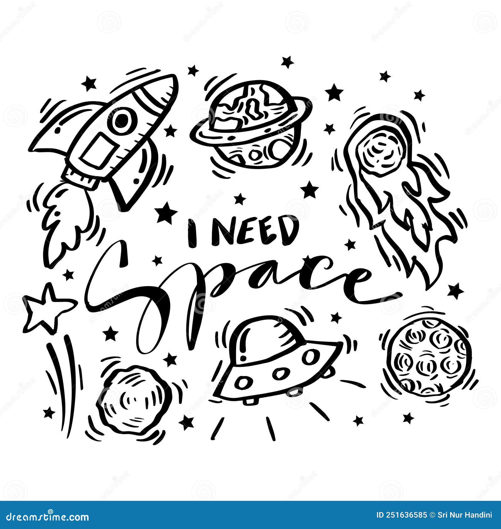I Need Space Hand Lettering Poster for Shirt Design. Stock Illustration ...