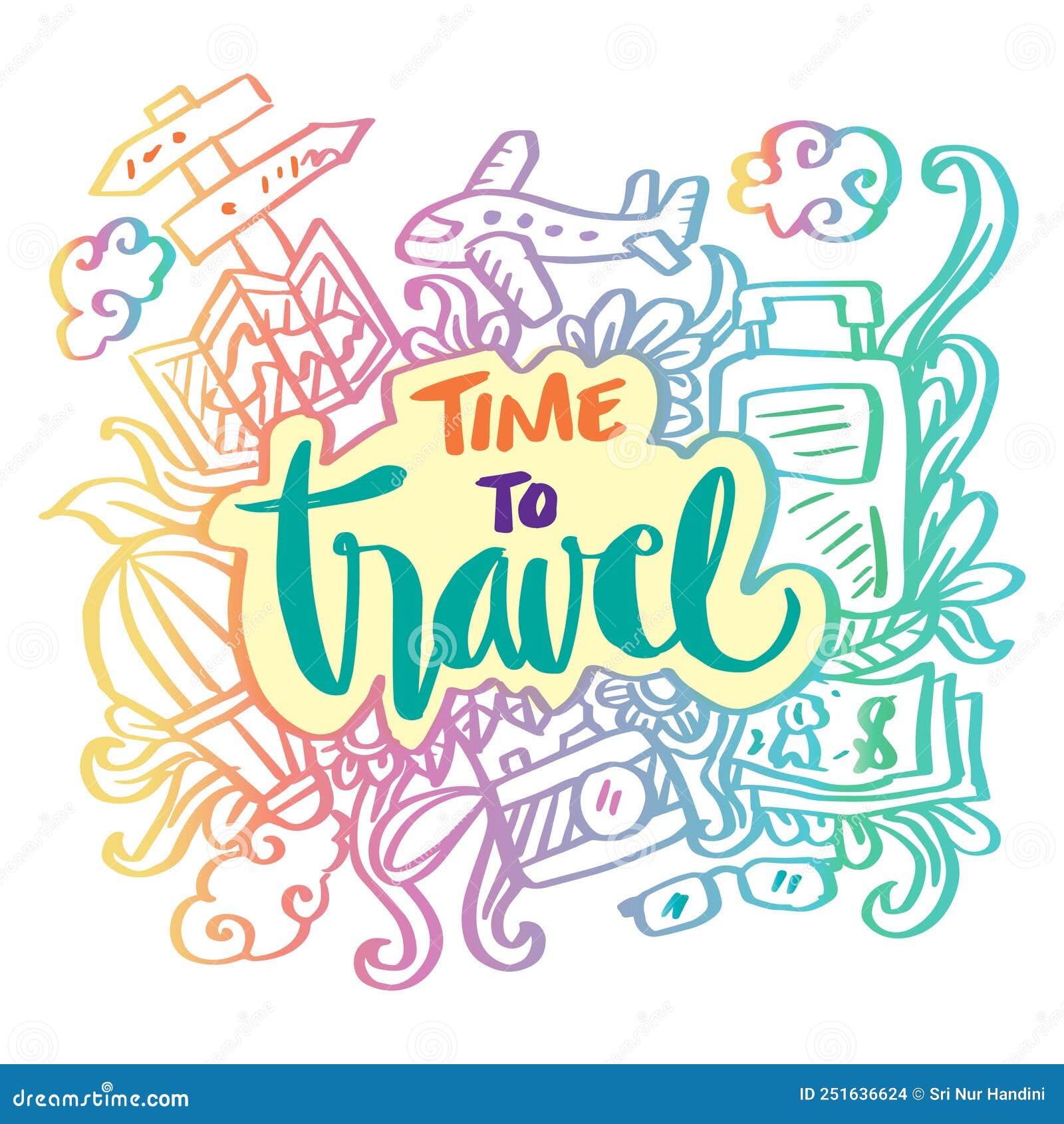 Time To Travel Doodle Illustration Stock Illustration - Illustration of ...