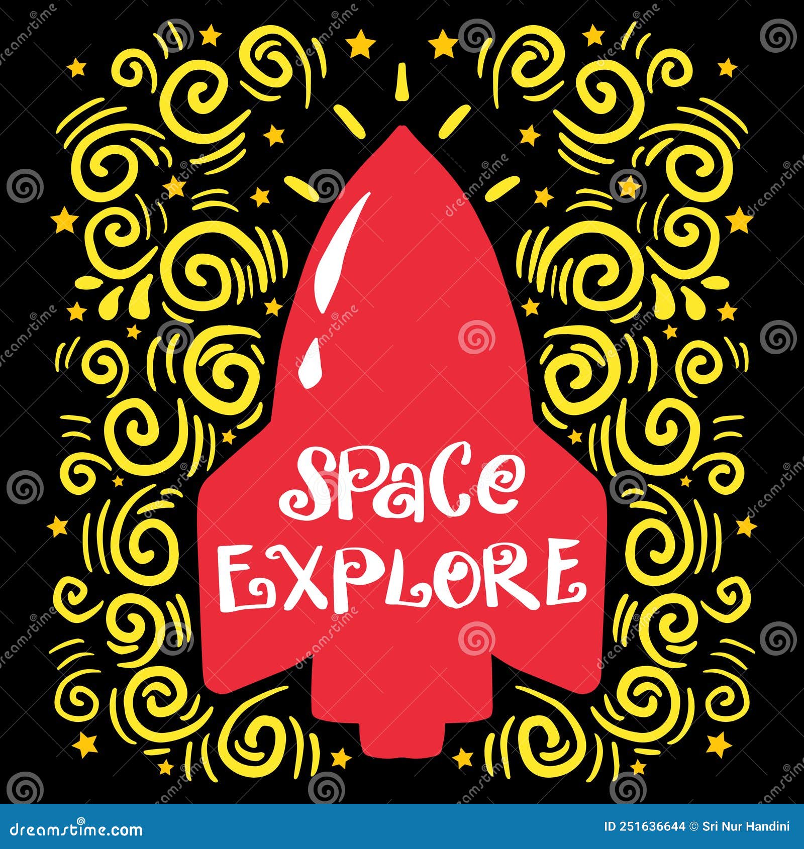 Space Explore Hand Lettering Poster for Shirt Design. Stock ...