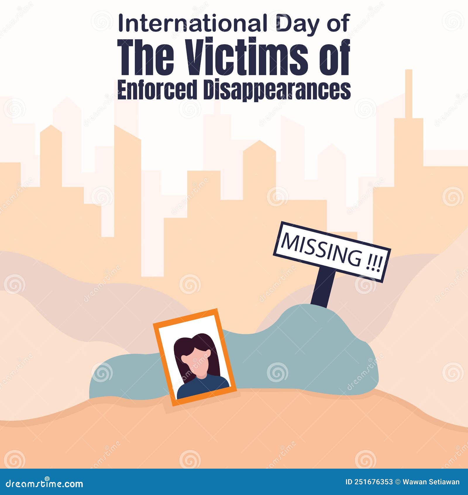 Illustration Vector Graphic of Photo of Missing Person Near Big Rock ...