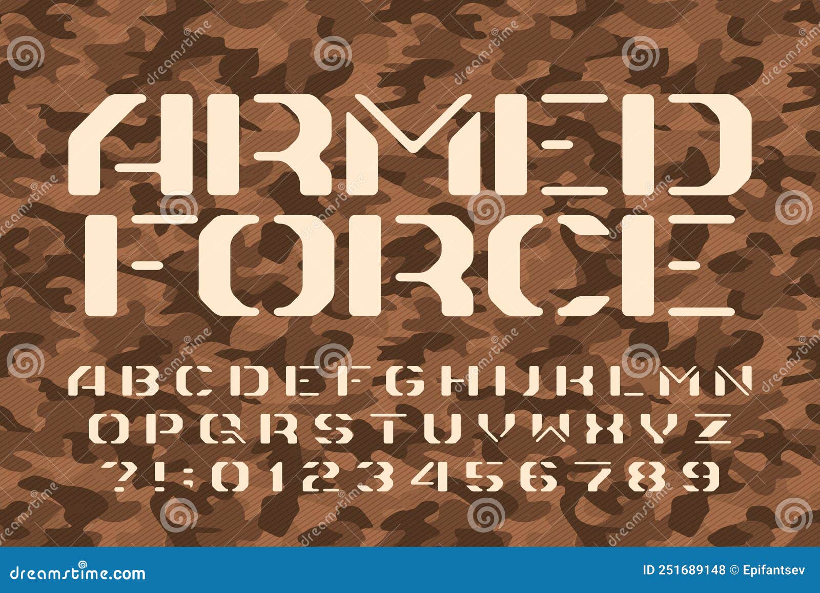 Armed Force Alphabet Font. Stencil Letters And Numbers On A Camo ...