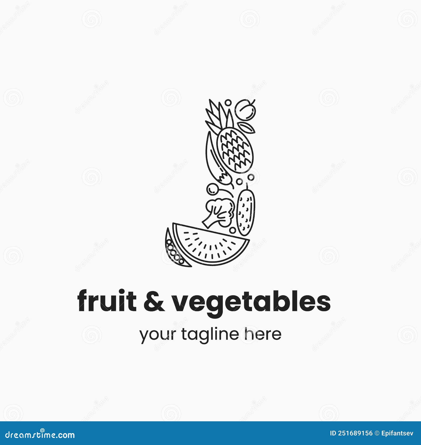 Letter J Made of Fruit and Vegetables. Organic Food Logo Concept Stock ...