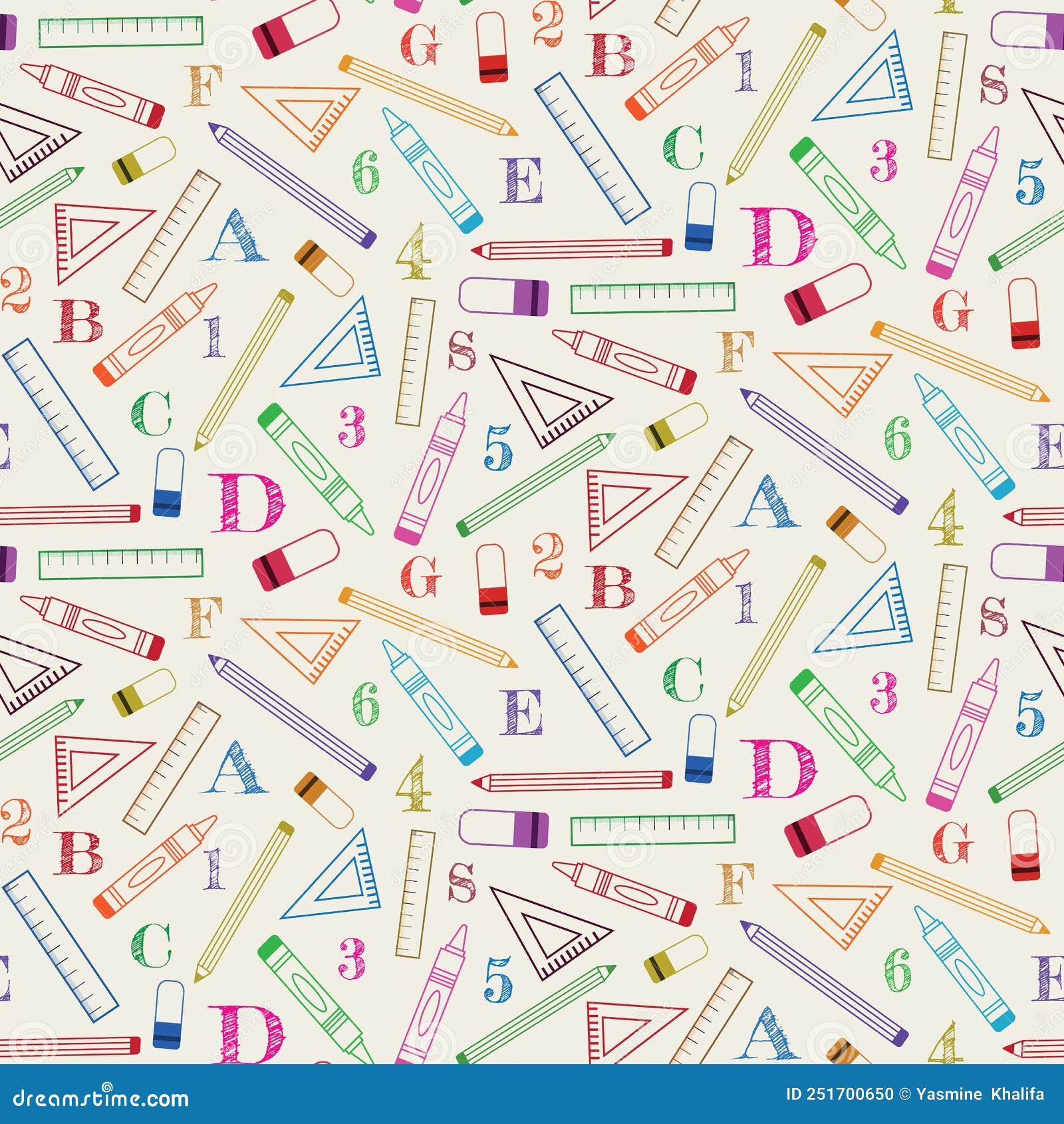 Cute School Supplies with Letters from the Alphabet and Numbers ...