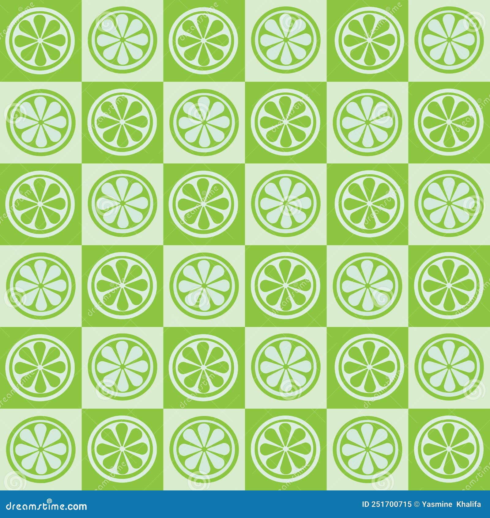 Lemon Slices on Lime Green and Light Green Checkerboard Squares ...