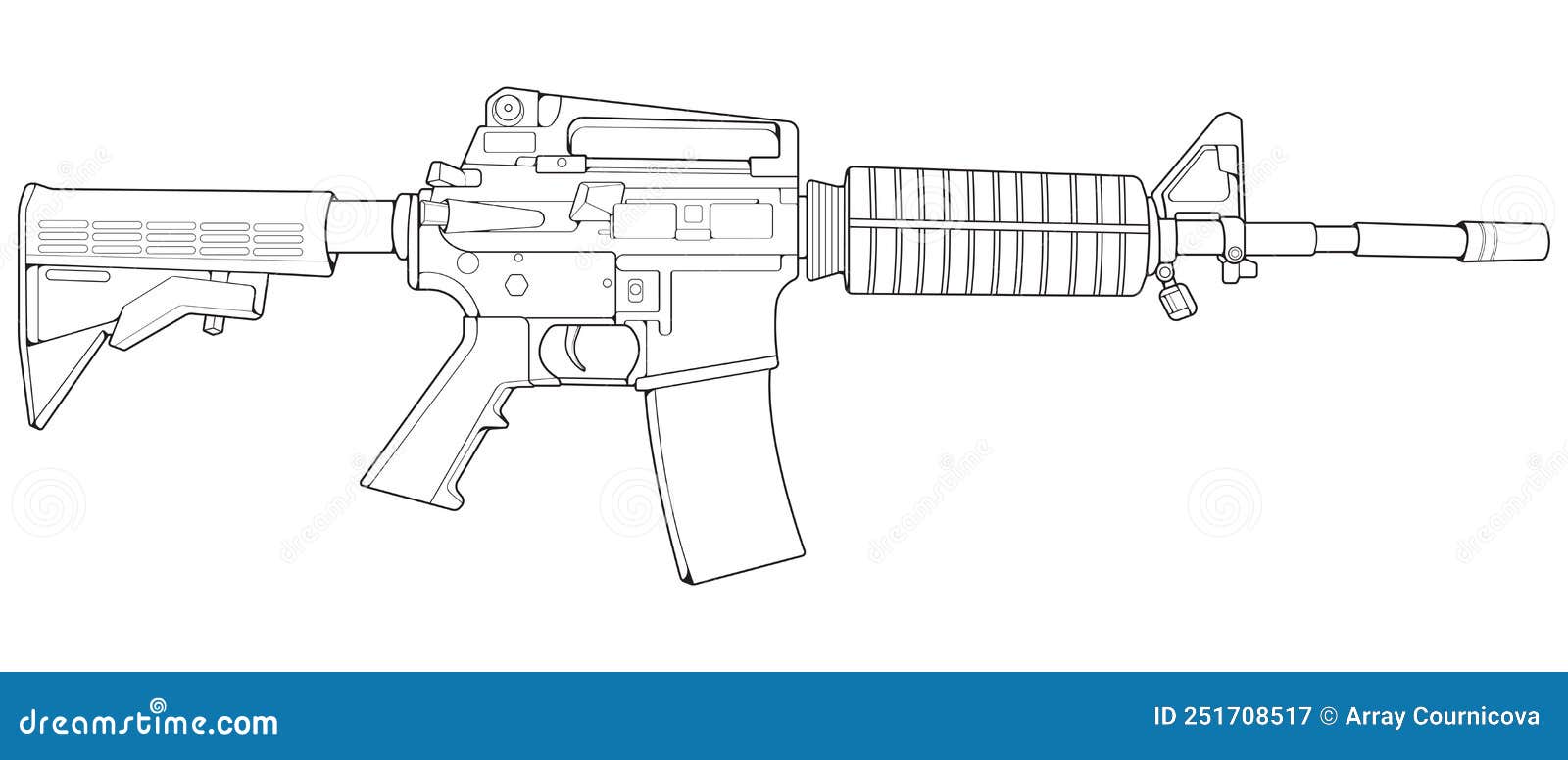 Firearms Line Art Style, Shooting Gun, Weapon Illustration, Vector Line ...