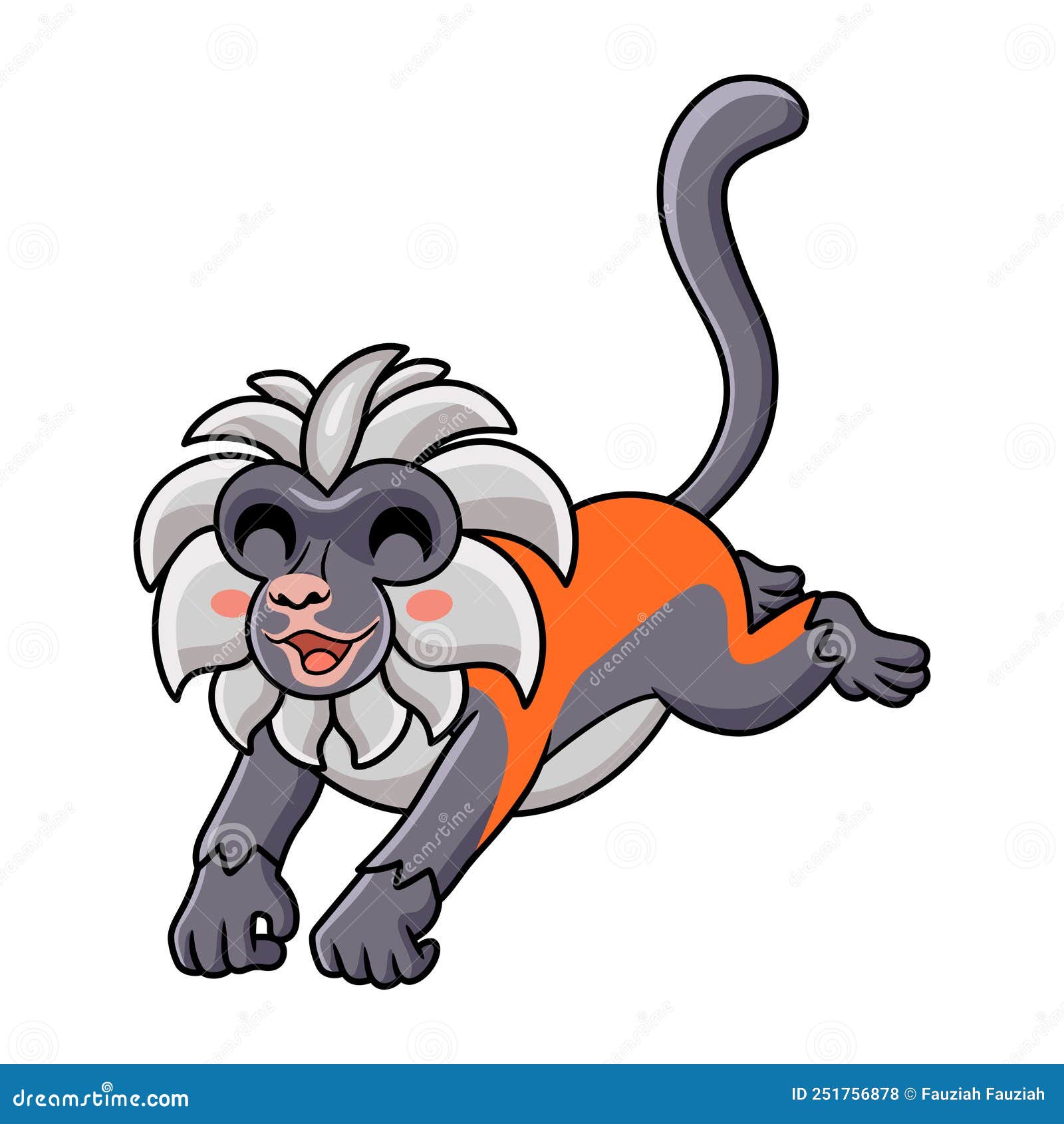 Cute Zanzibar Red Colobus Monkey Cartoon Jumping Stock Vector ...