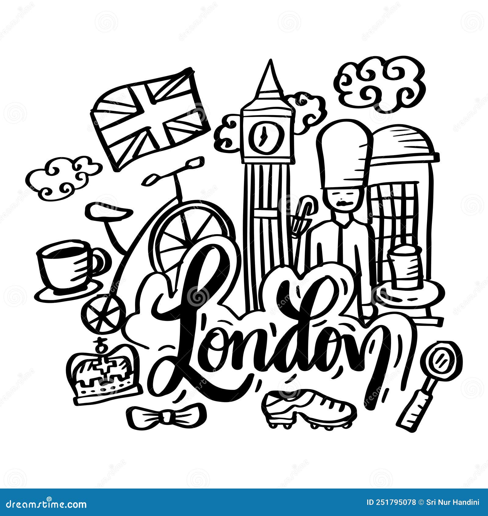 London Icons Doodle Set Illustration Stock Vector - Illustration of ...