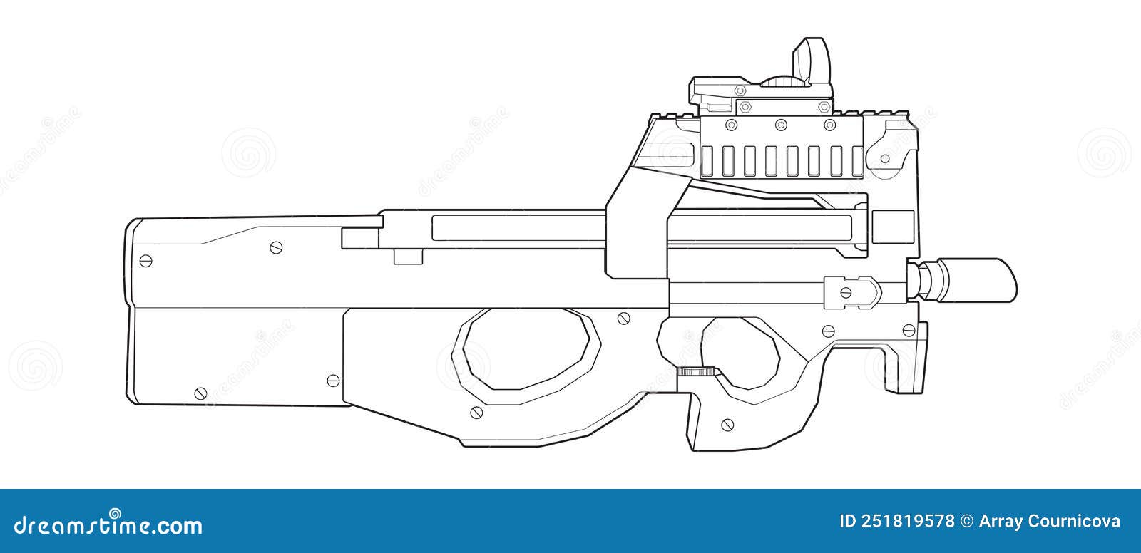Firearms Line Art Style, Shooting Gun, Weapon Illustration, Vector Line ...
