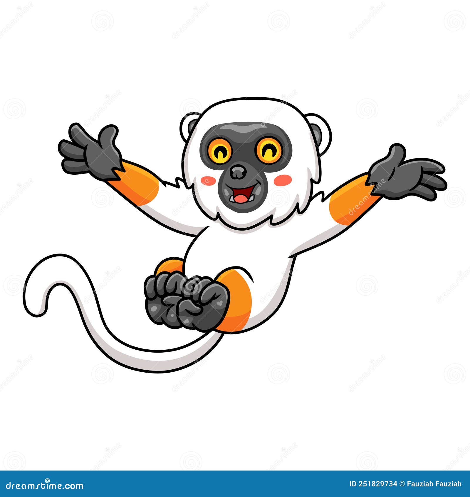 Verreaux`s Sifaka - Vector Illustration Sketch Hand Drawn With B ...